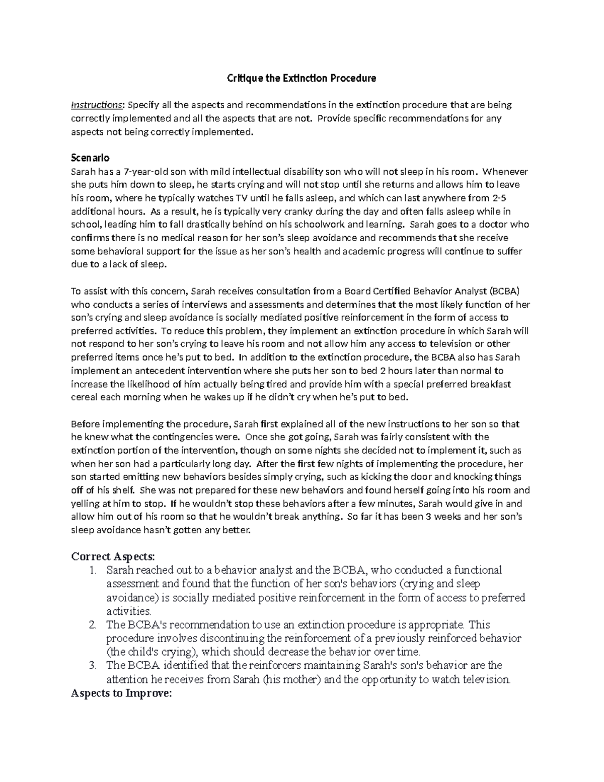 Critique the Extinction Procedure d.chase Ab556 - Critique the ...