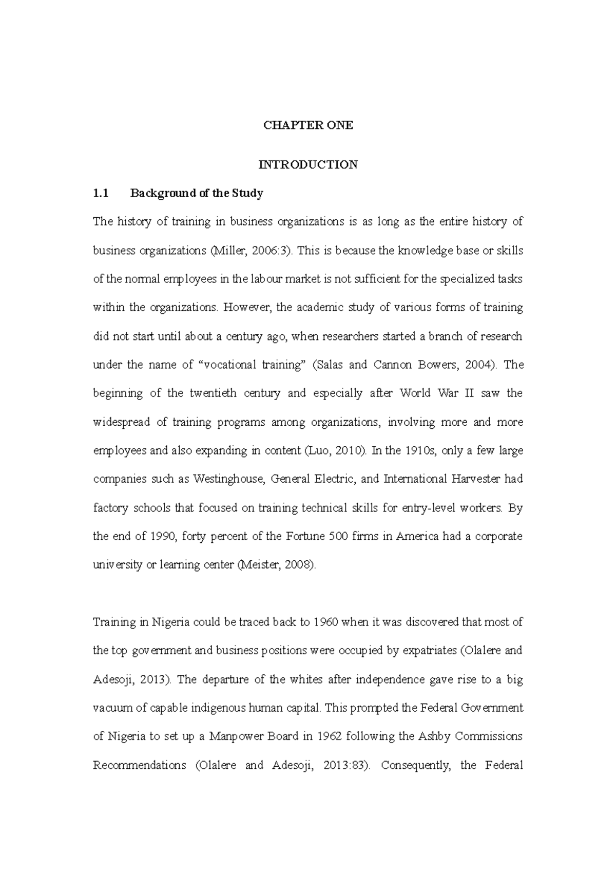 THE Effect OF Employees Training ON ORGA - CHAPTER ONE INTRODUCTION 1 Background of the Study ...