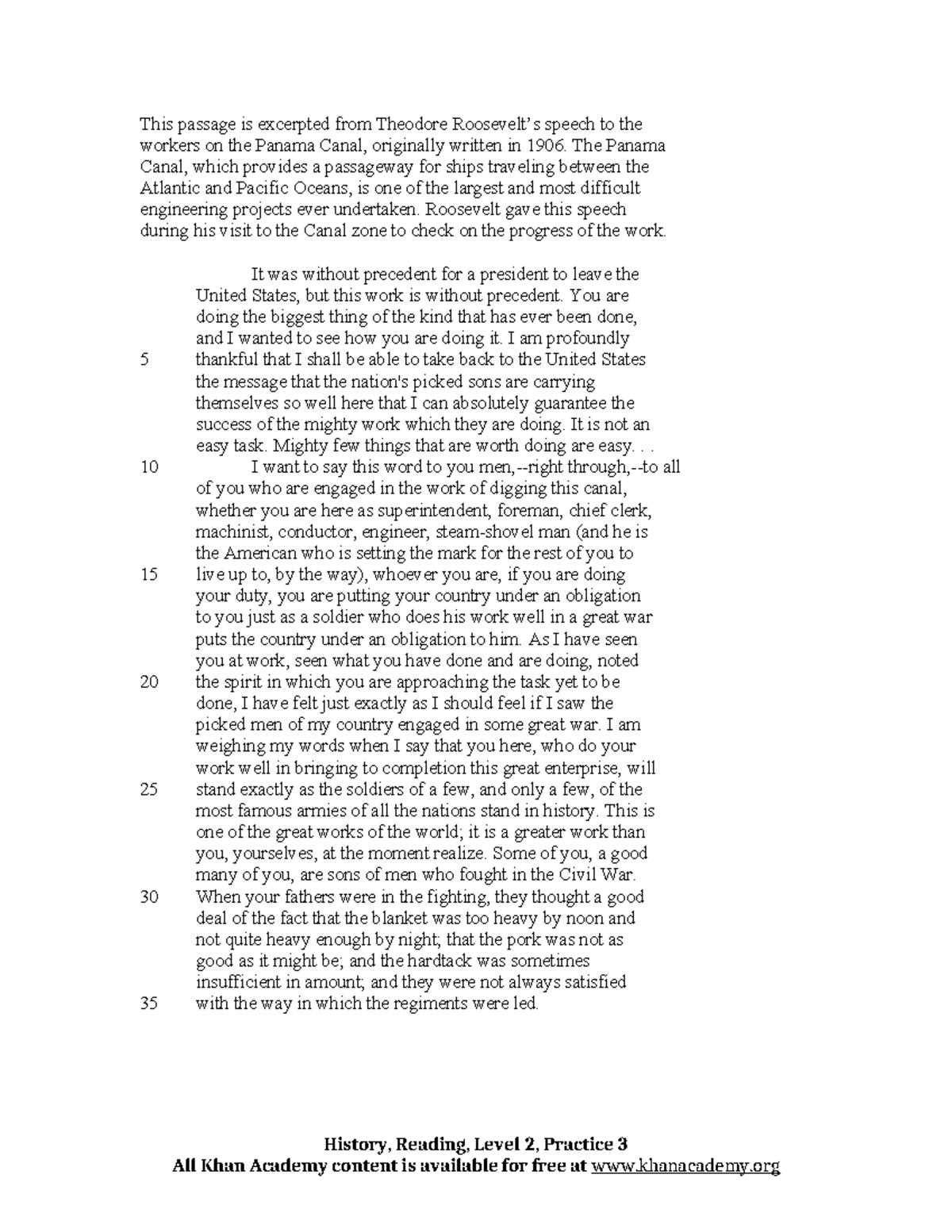 History, Reading, Level 2, Practice 3 - This passage is excerpted from ...