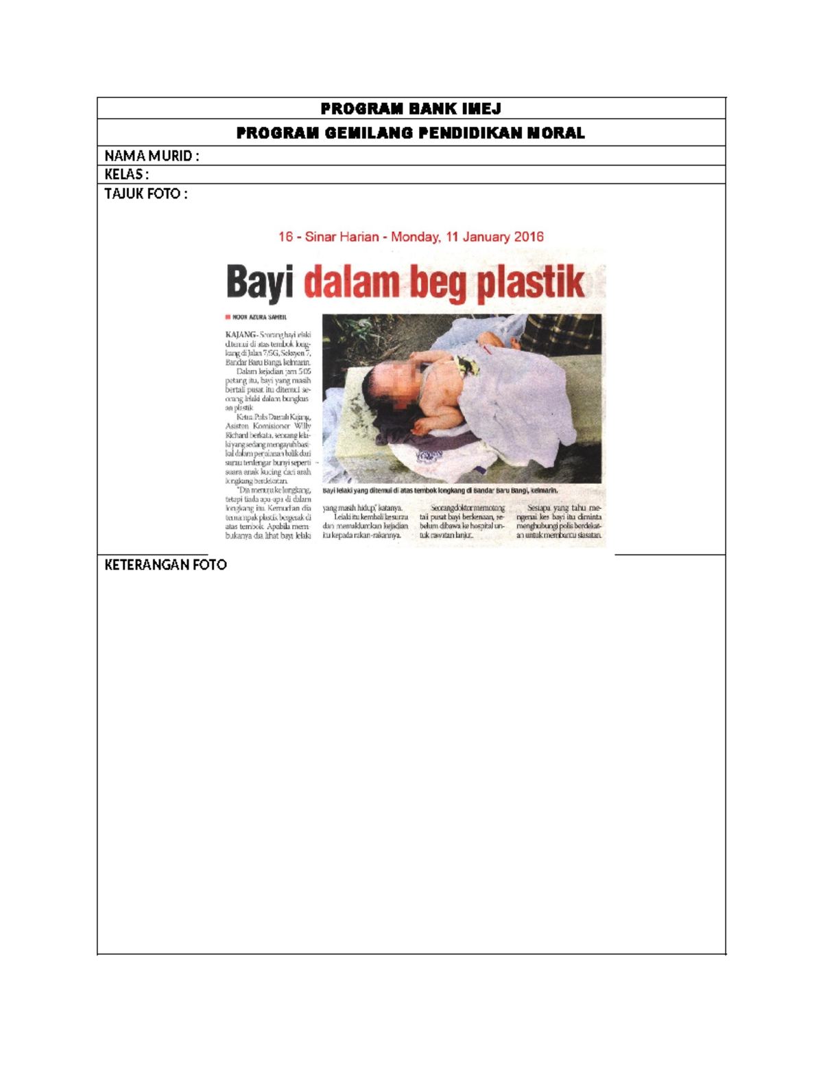 Program BANK IMEJ - Lengkapkan esei di bawah - Moral questions ...