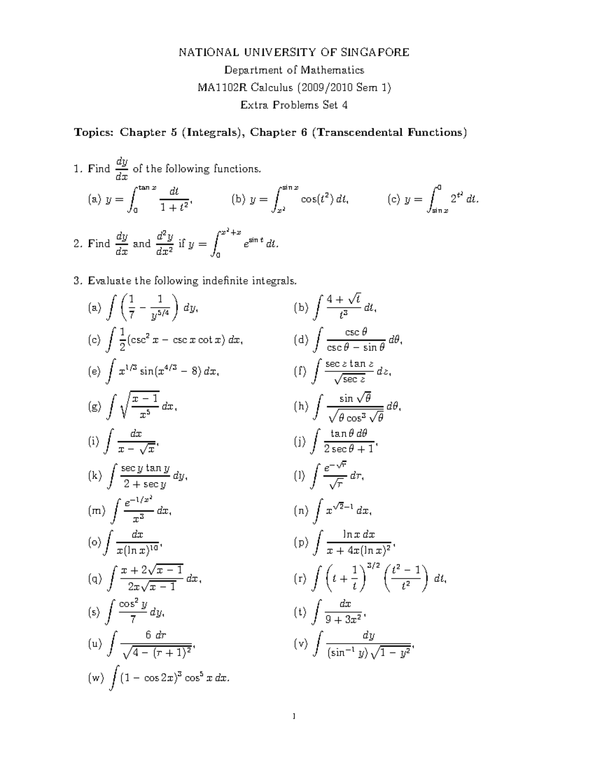 MA1102R 09textra 4 - Calculus - NATIONAL UNIVERSITY OF SINGAPORE ...