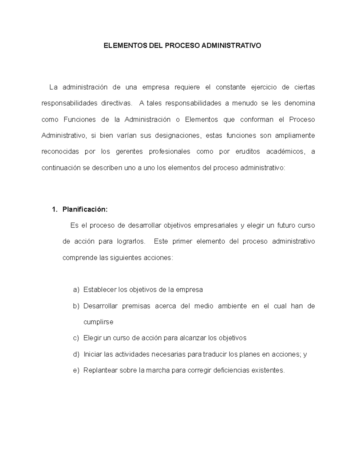 Elementos DEL Proceso Administrativo - ELEMENTOS DEL PROCESO ...