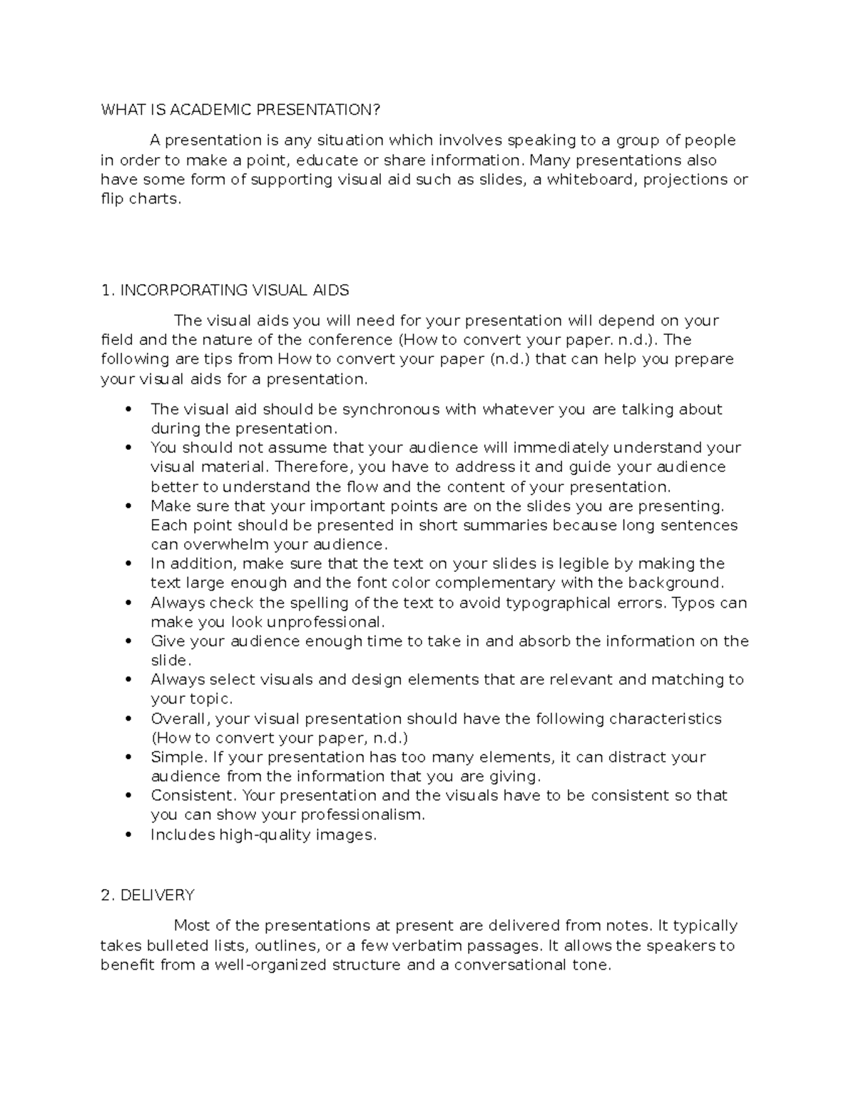 Week-17 - for reference - WHAT IS ACADEMIC PRESENTATION? A presentation ...