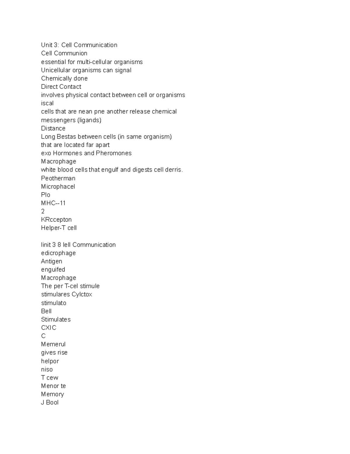 Cell Communication Notes Transcription - Unit 3: Cell Communication ...