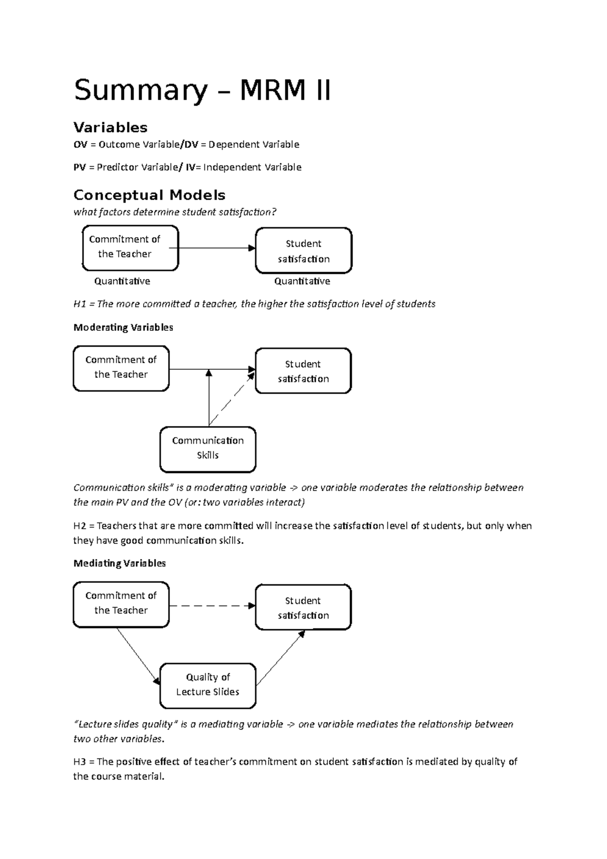 Summary Management Research Methods 2 - All slides - Summary – MRM II ...
