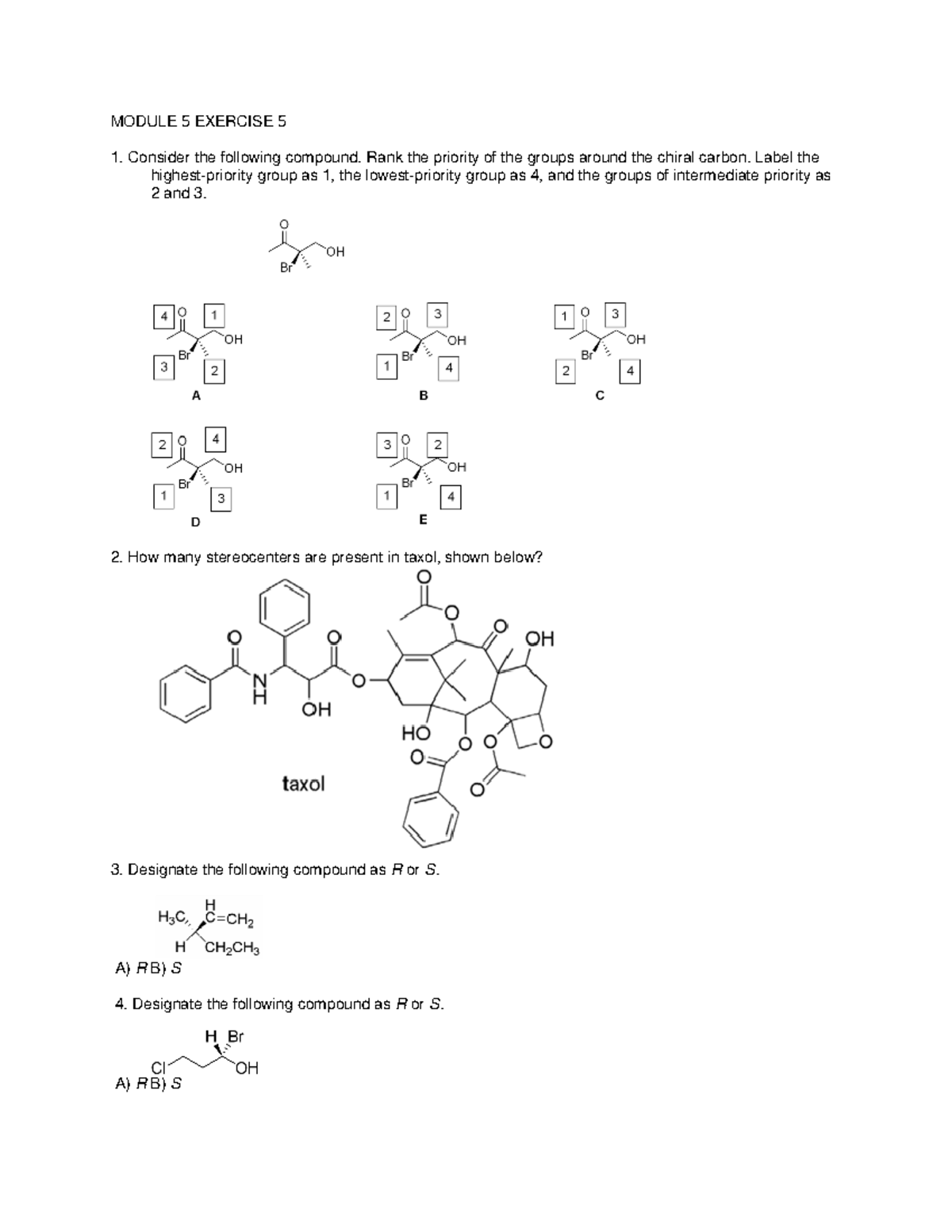 Module 5 Exercise 5 Module 5 Exercise 5 Consider The Following Compound Rank The Priority Of