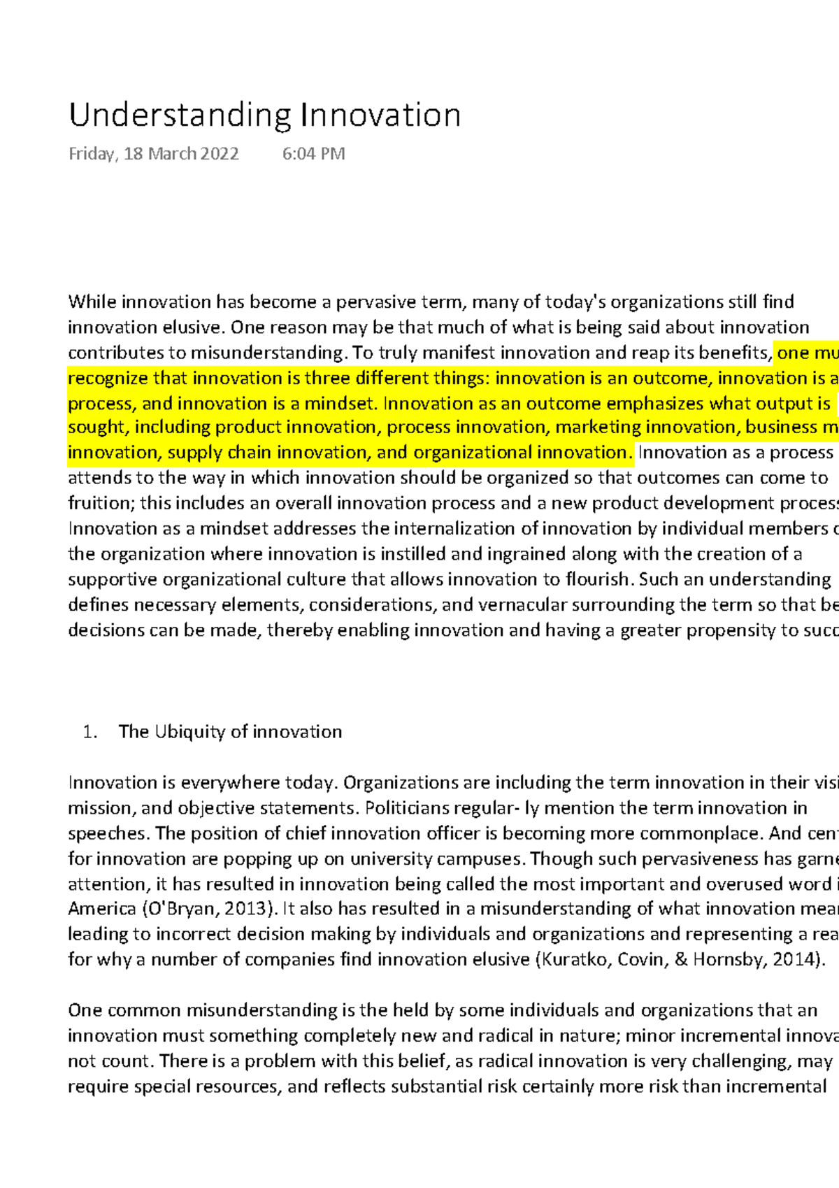 Understanding Innovation - While innovation has become a pervasive term ...