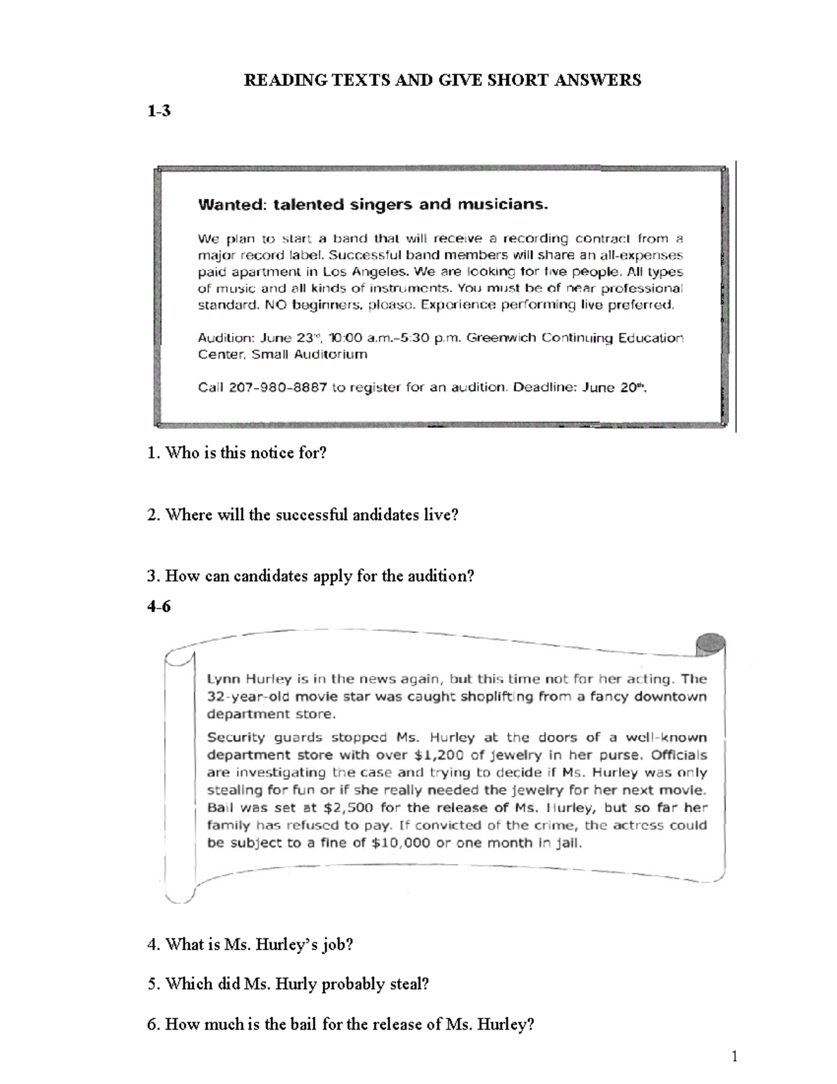 Bản Sao Reading Texts L3 Reading Texts And Give Short Answers 1 1 Who Is This Notice For