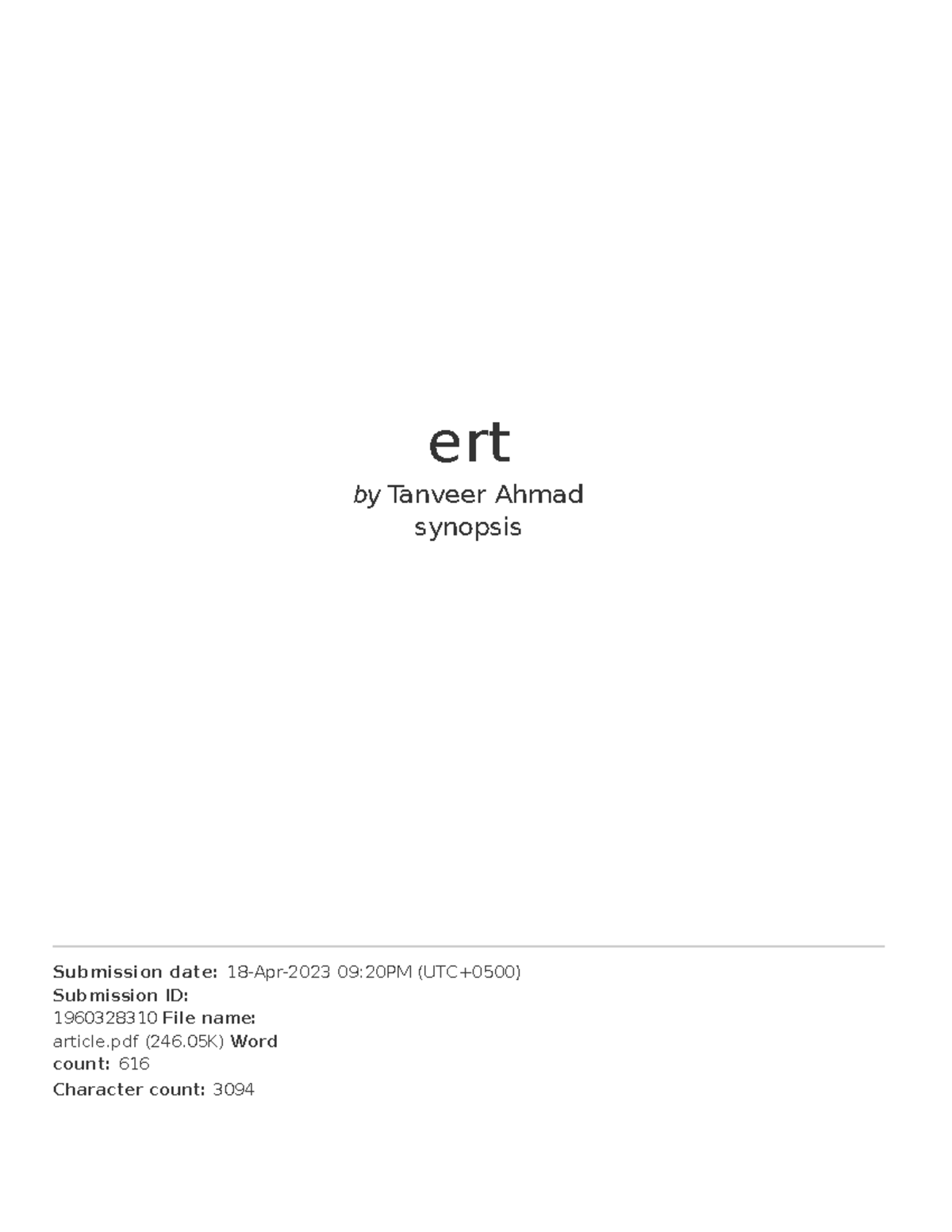 Ert - this assignment solution are used for helping material - ert ...
