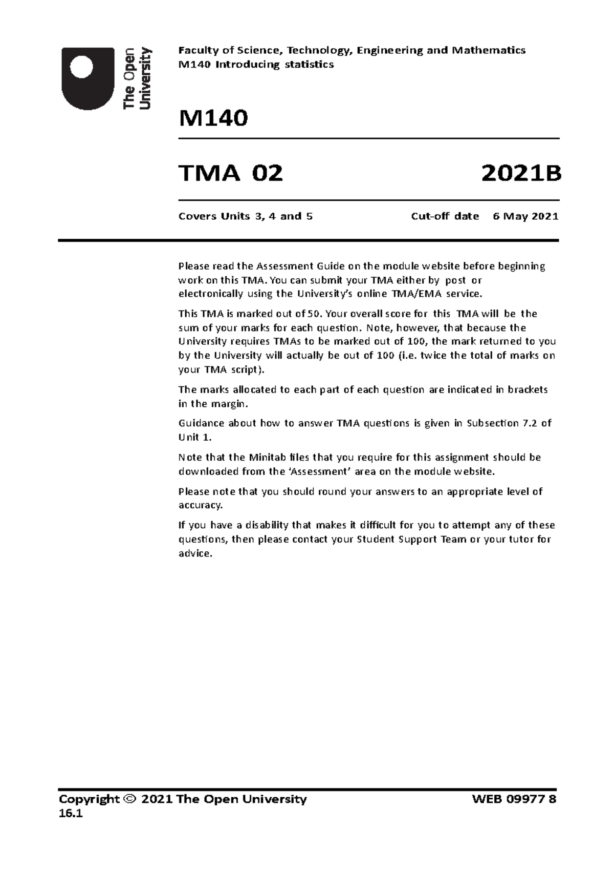 Tma02 questions - in depth notes for the units in the m140 module ...