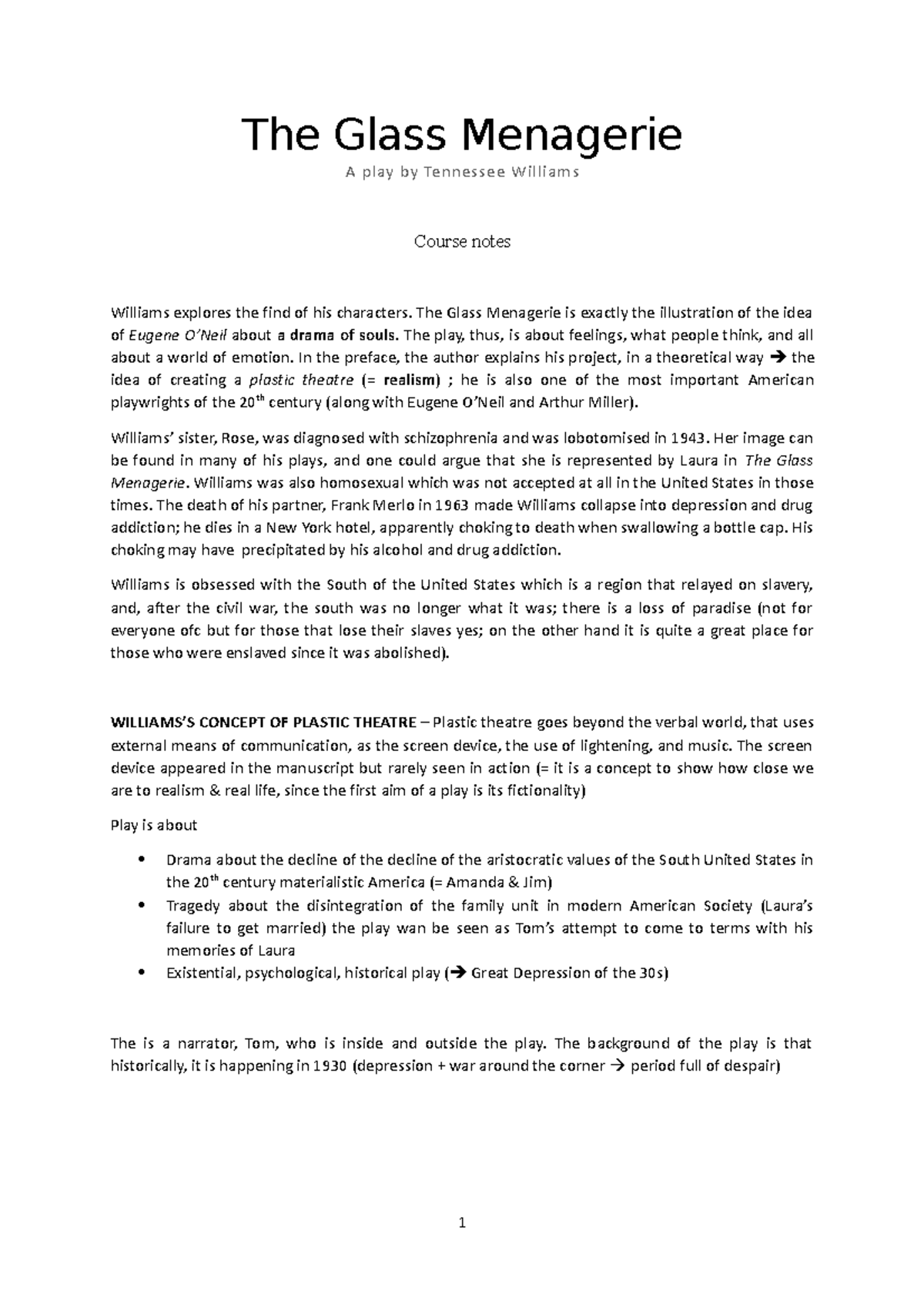 The Glass Menagerie - Maufort - The Glass Menagerie A play by Tennessee ...