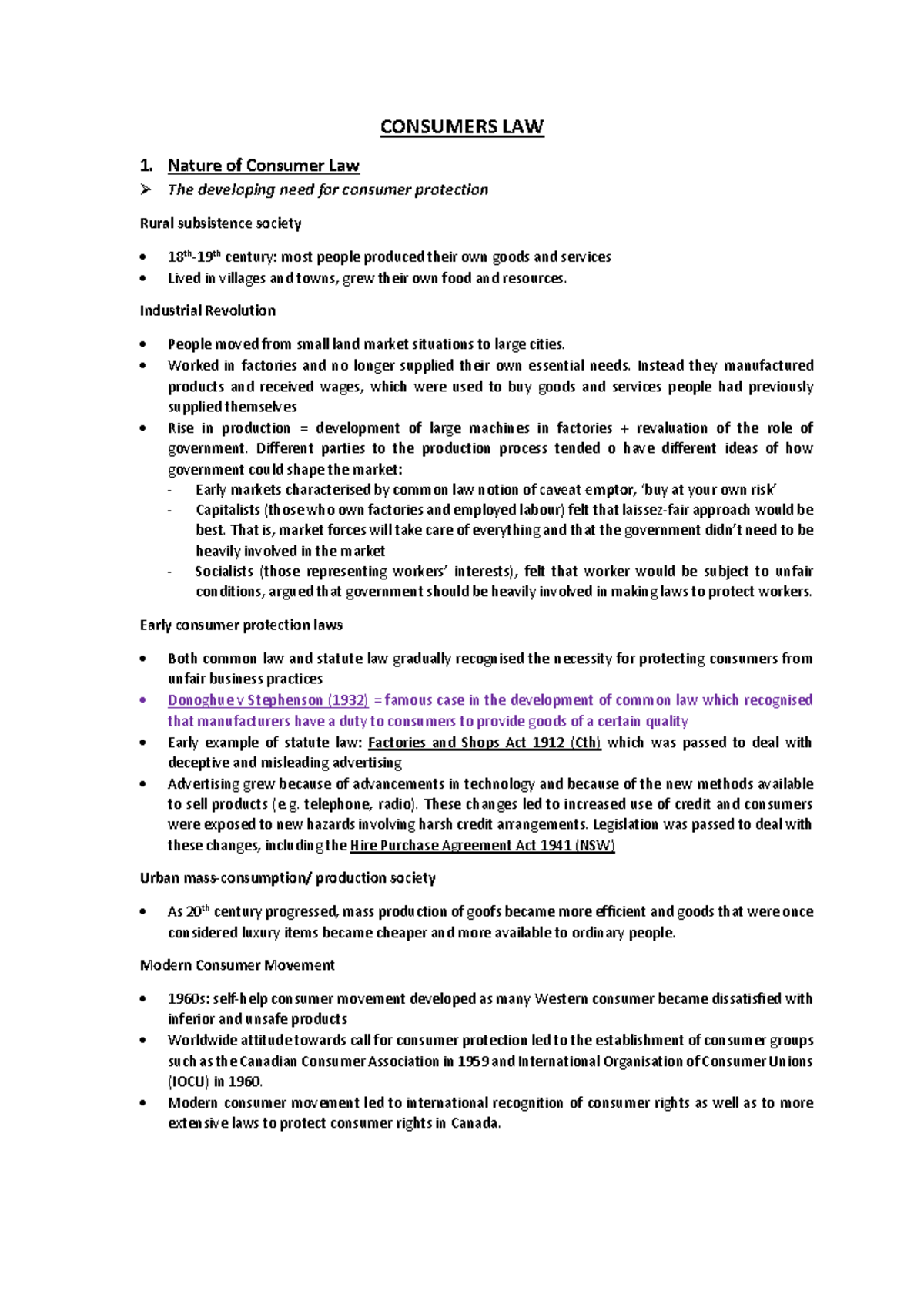 Consumers Law notes - Class 2020/21. Niagara College Canada - CONSUMERS ...