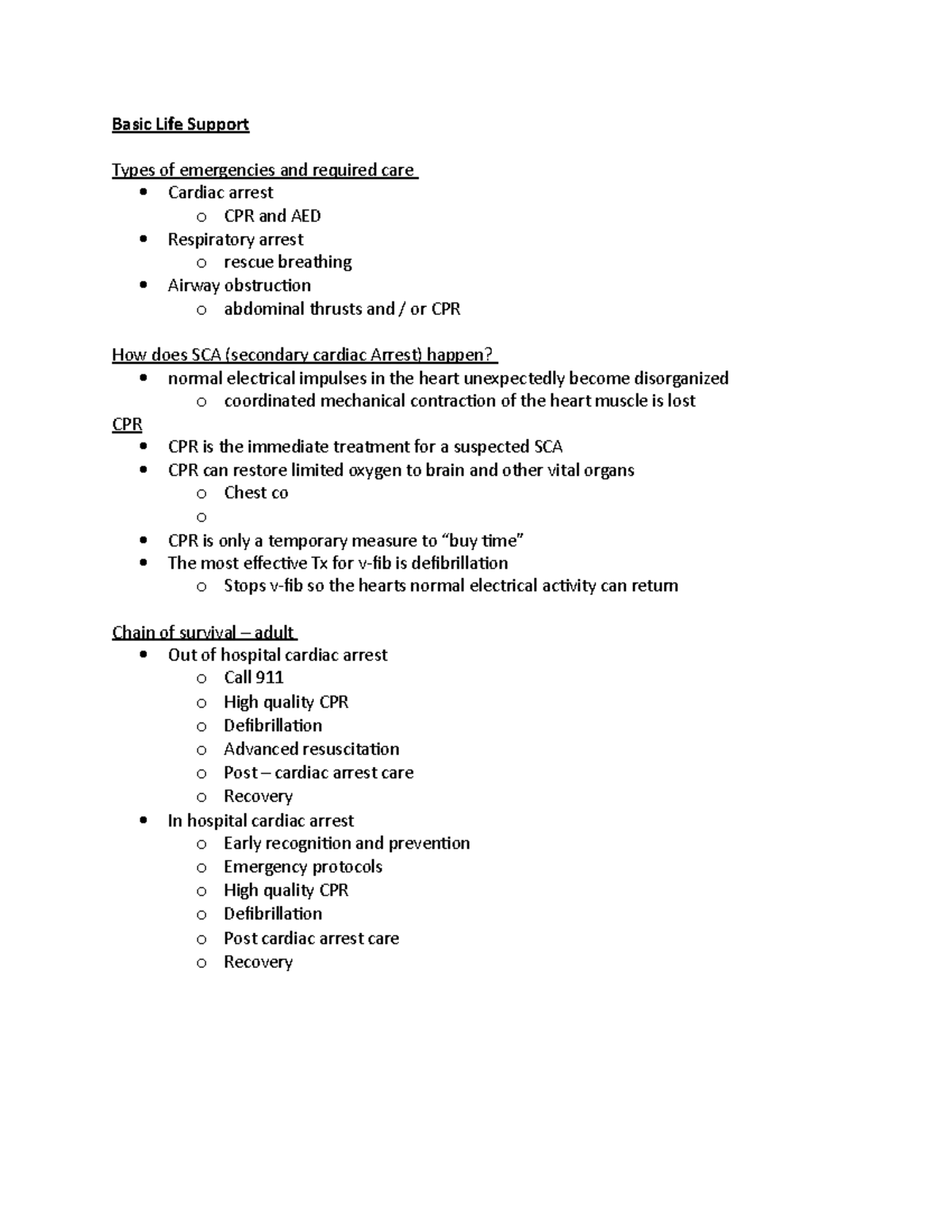 Basic Life support - Professor Baer - Basic Life Support Types of ...
