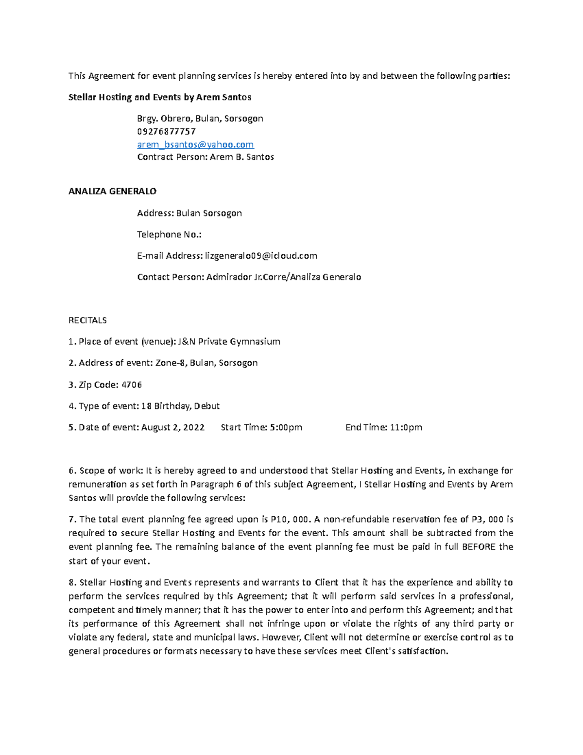 Events-Contract - Here is What's in the Contract for Event Planners: A ...