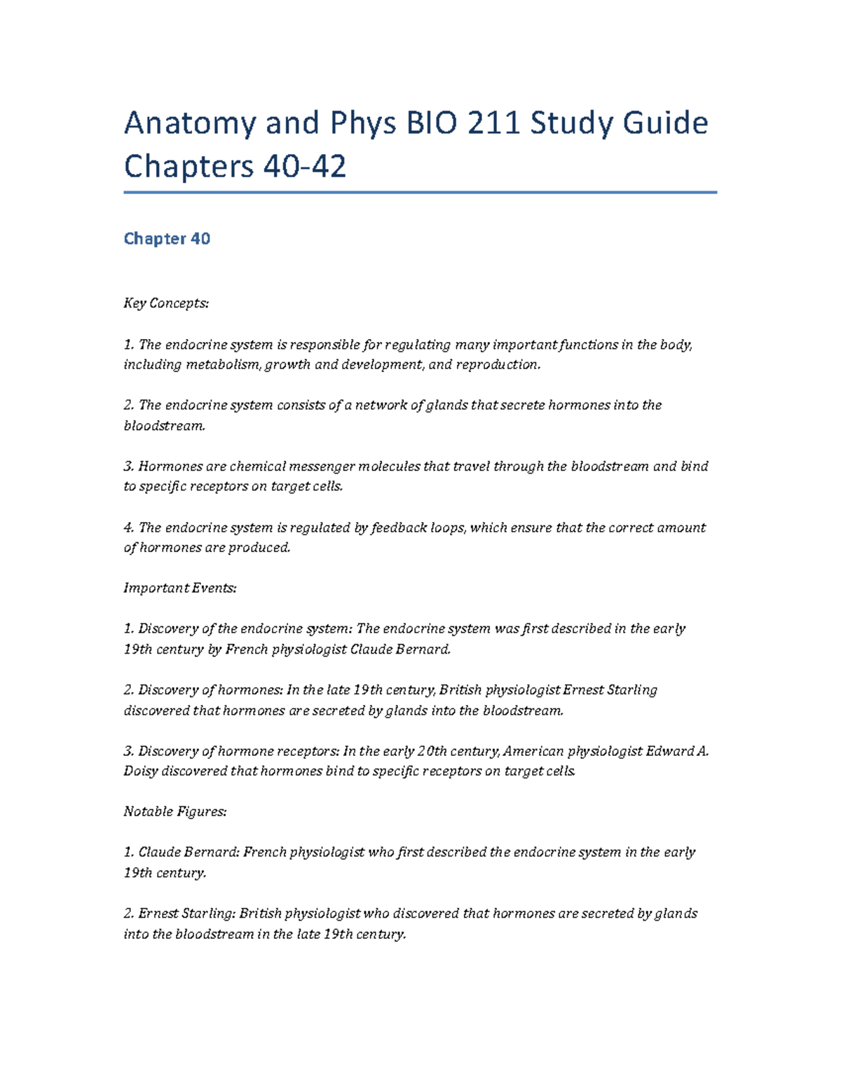 Anatomy and Phys BIO 211 Study Guide Chapters 40-42 - Anatomy and Phys ...