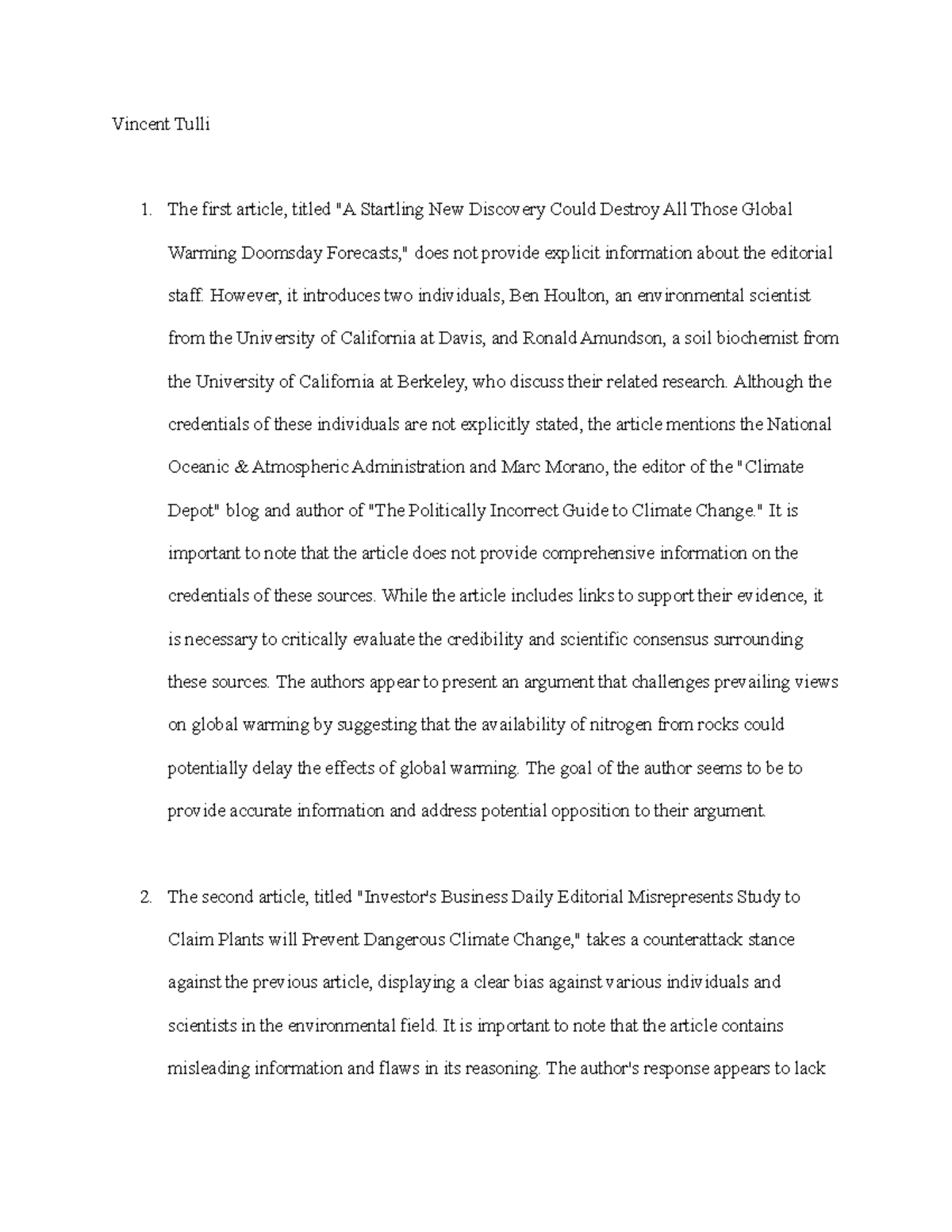 Climate literacy - youre welcome - Vincent Tulli The first article ...