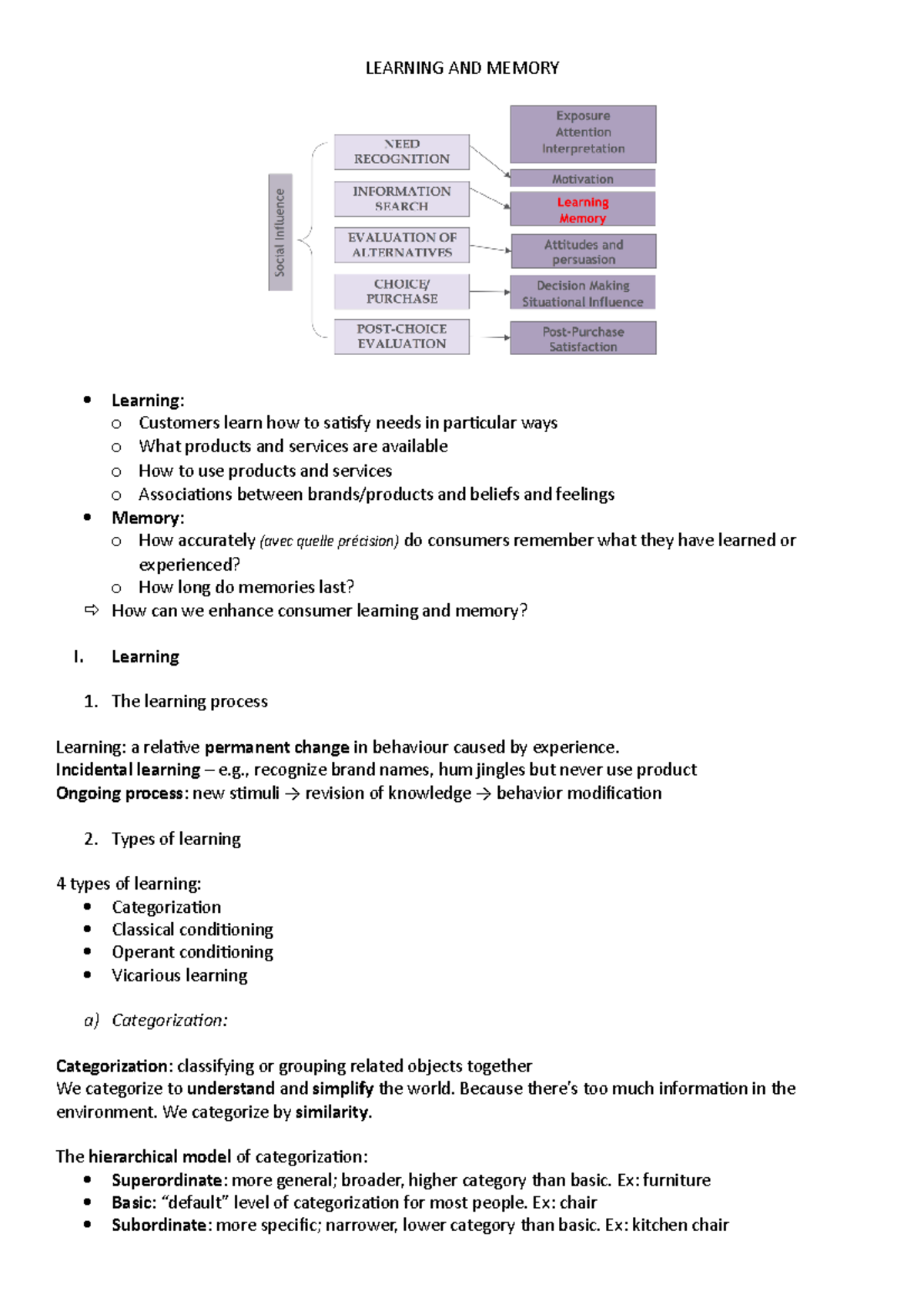 3. Learning AND Memory - LEARNING AND MEMORY Learning: o Customers ...