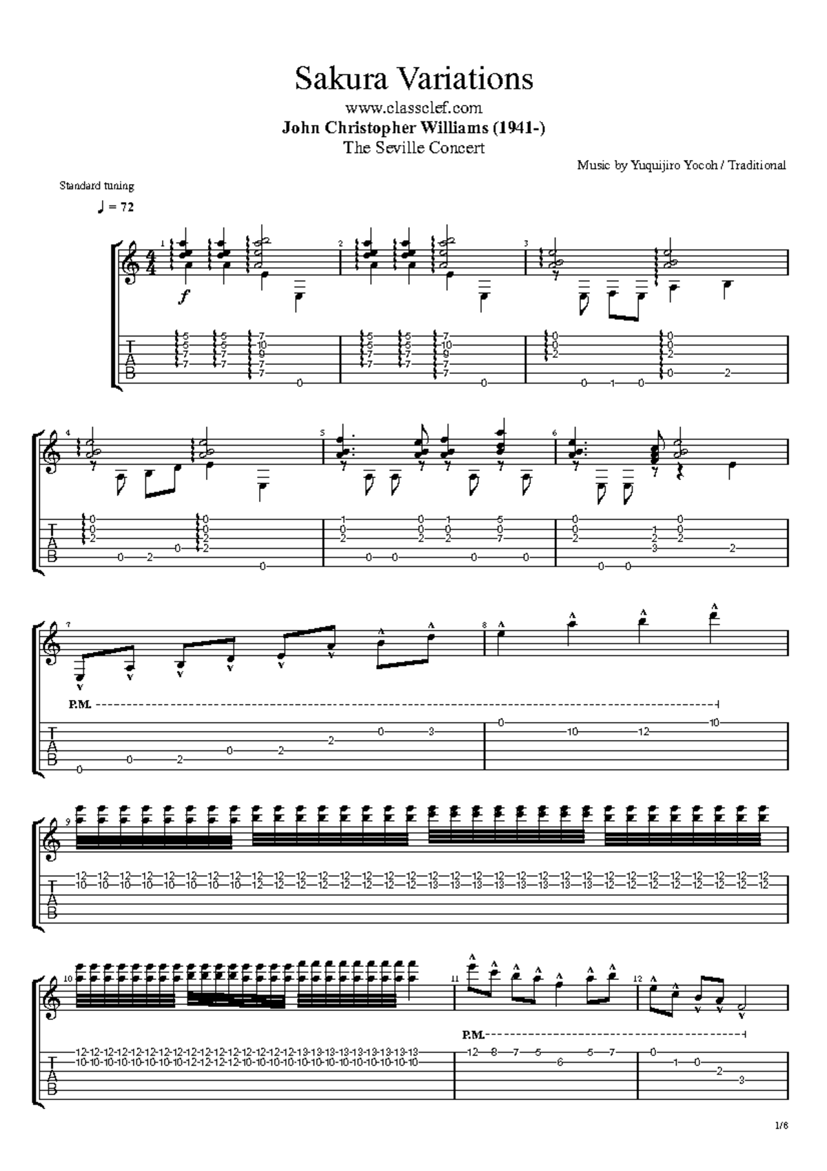 Sakura Variations by John Williams - Sakura Variations classclef John ...