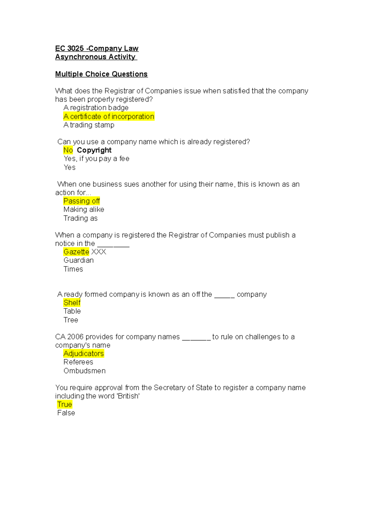 Week 2 Asynchronous Tutorial Activity - EC 3025 -Company Law ... Week 2 Asynchronous Tutorial Activity - EC 3025 -Company Law ...