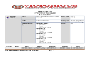 DLL 9 Emptech - WORKSHEET - DAILY LESSON LOG EMPOWERMENT TECHNOLOGY S ...