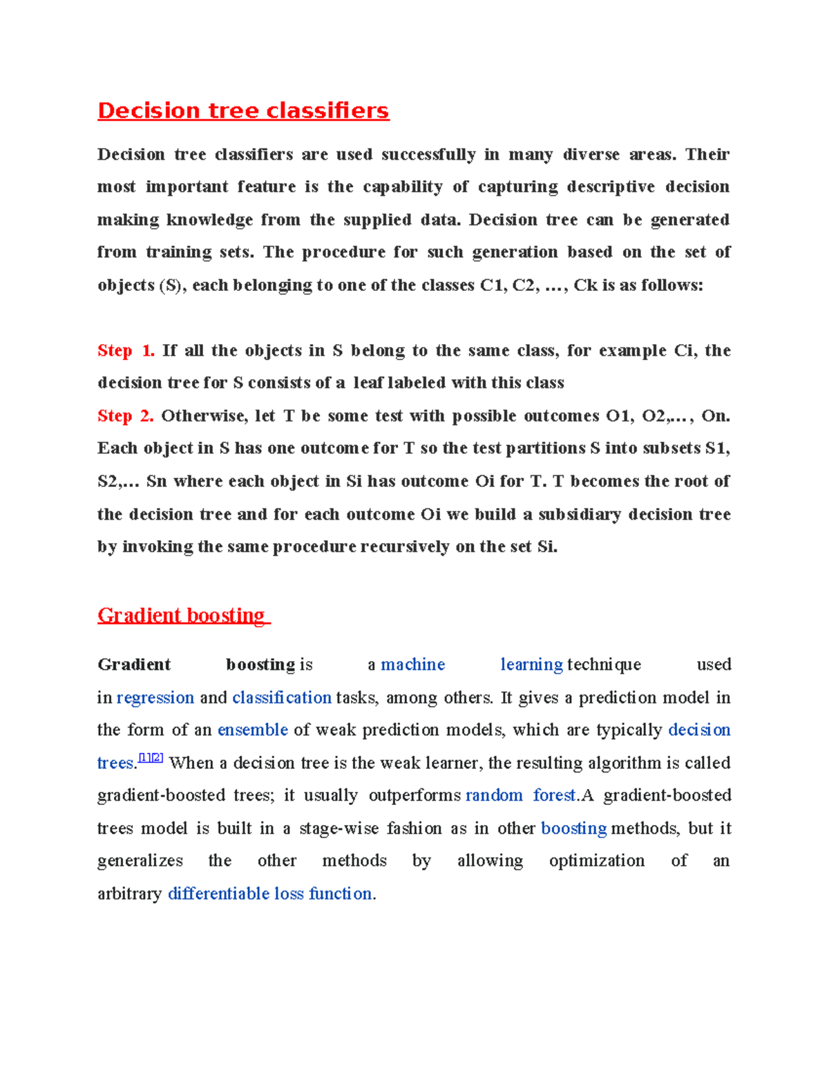 Algorithms - Summary Electronics & Communication Engineering - Decision tree classifiers ...