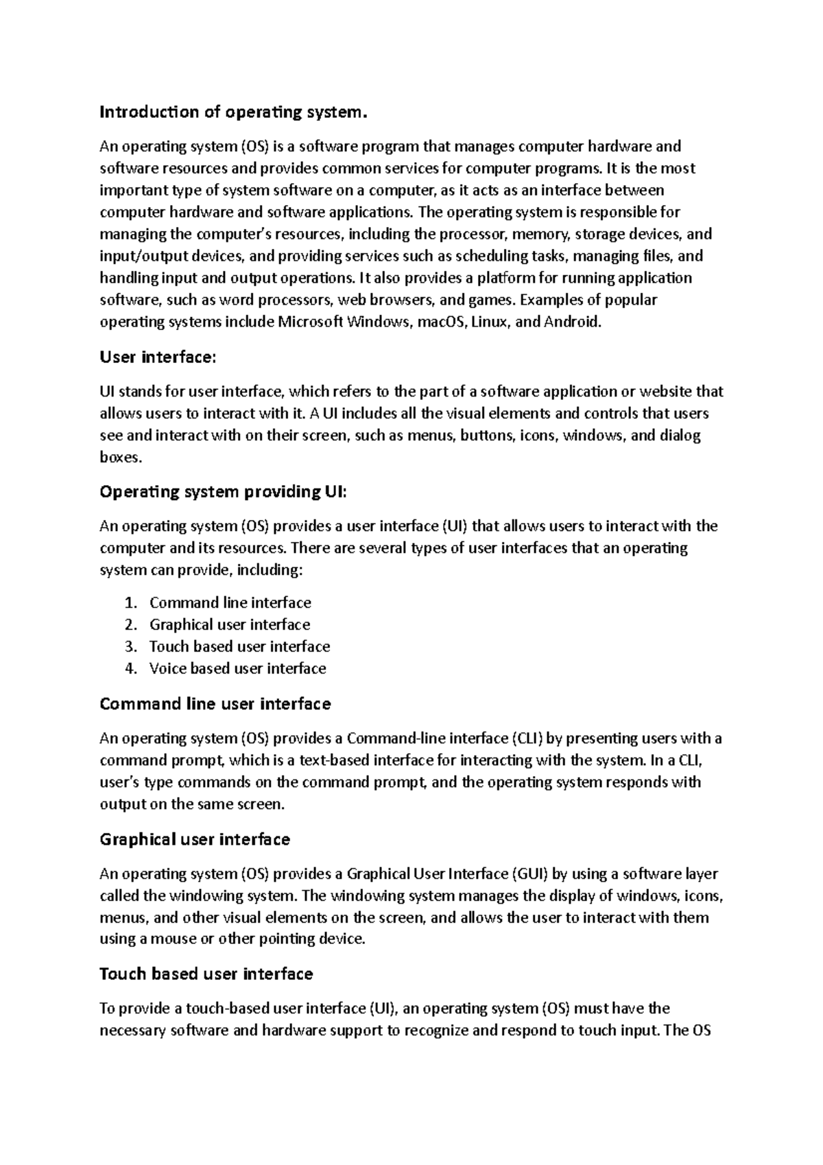 Introduction of operating system - An operating system (OS) is a software program that manages ...