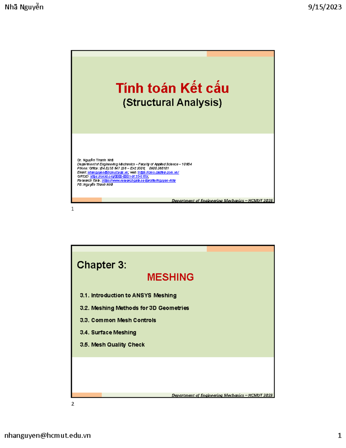 Struct Ana Chapter 3 Meshing - Department of Engineering Mechanics ...