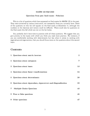 MATH125 Practice Final Exam Solutions - Math 125 Practice Final: Solutions Question 1. (a) (5 ...