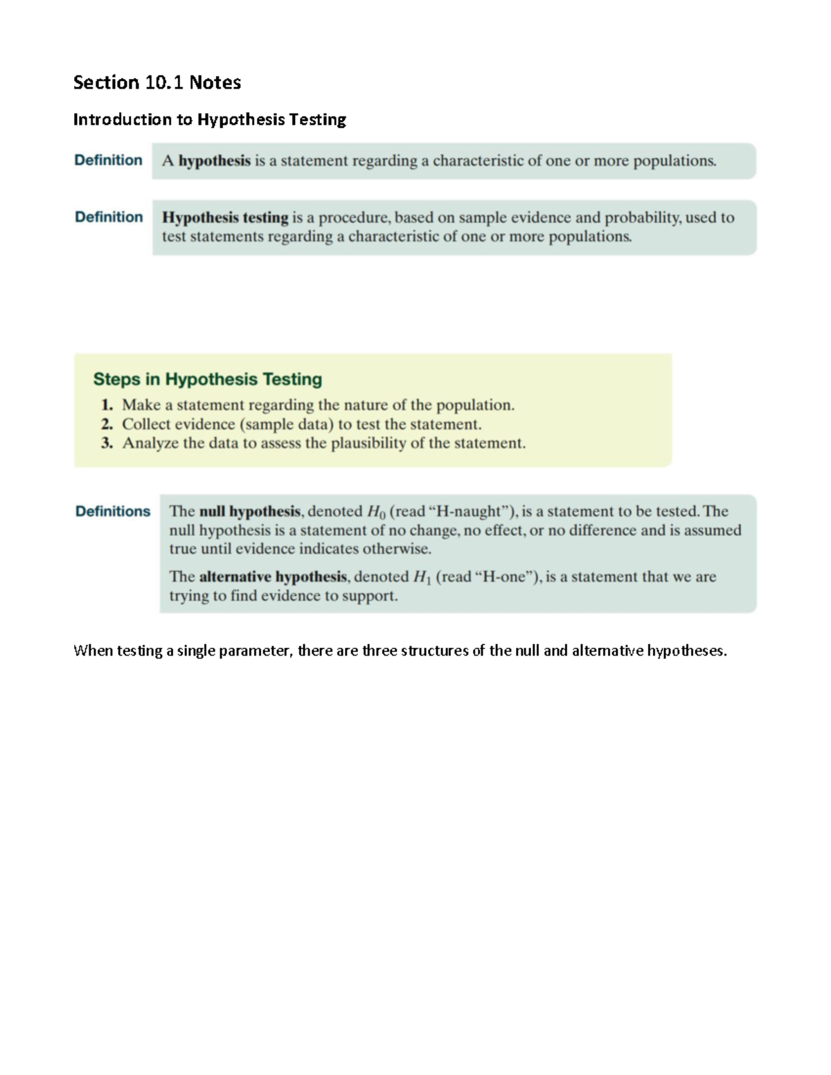 Math 145 Chapter 10 Handouts - Section 10 Notes Introduction to ...