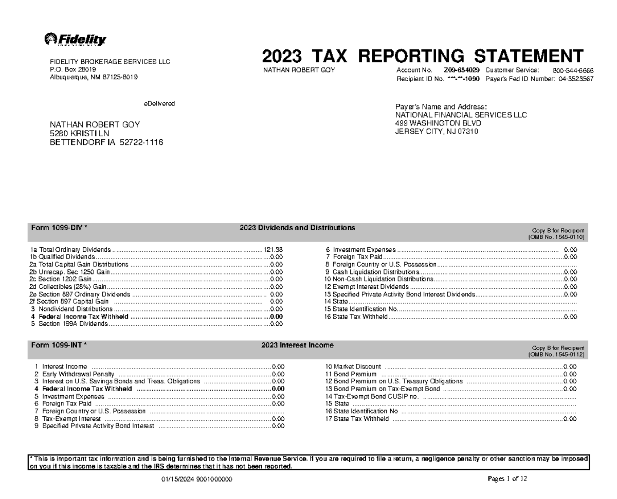 2023 Individual 4029 Consolidated Form 1099 - 1b Qualified Dividends 2a ...