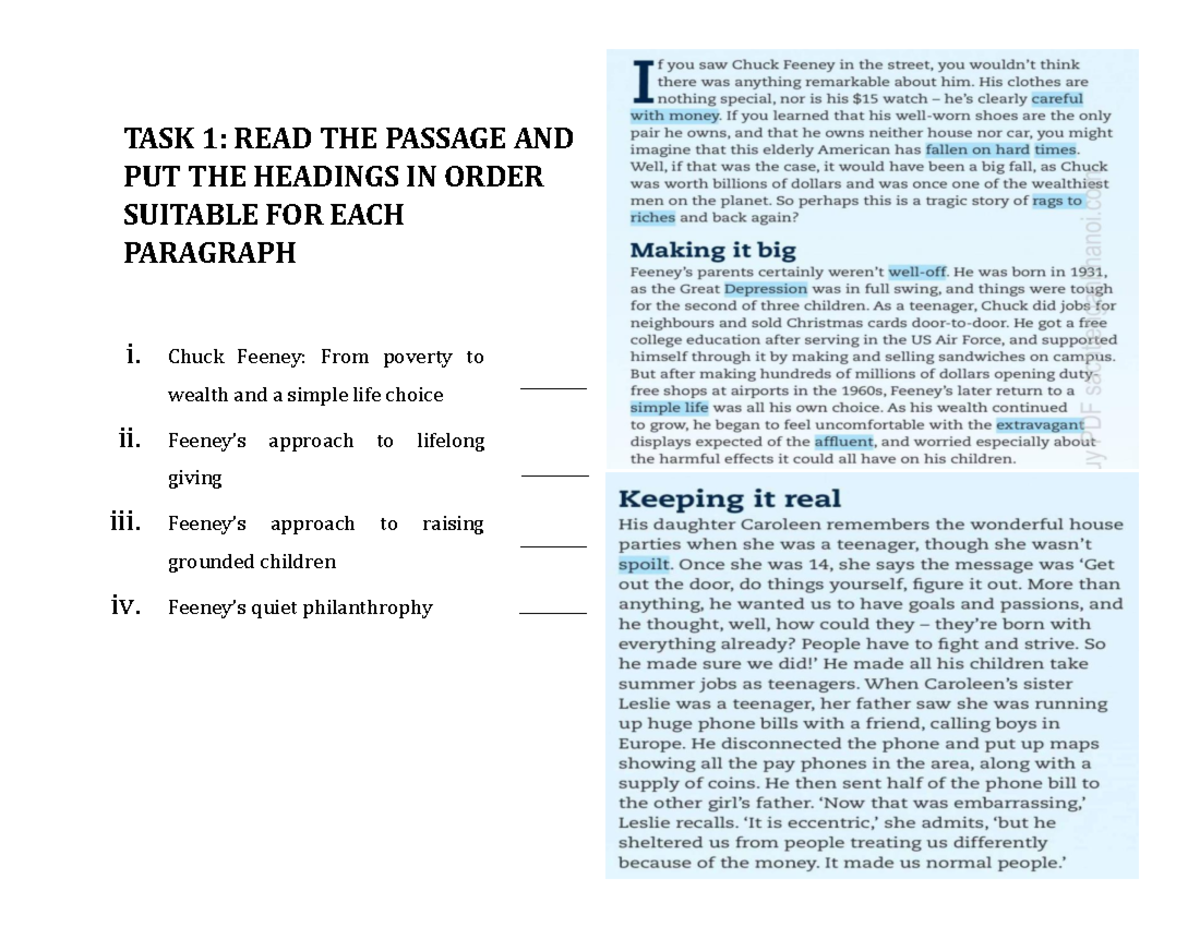 Handout reading - Good morning everyone. I am going to share you my ...