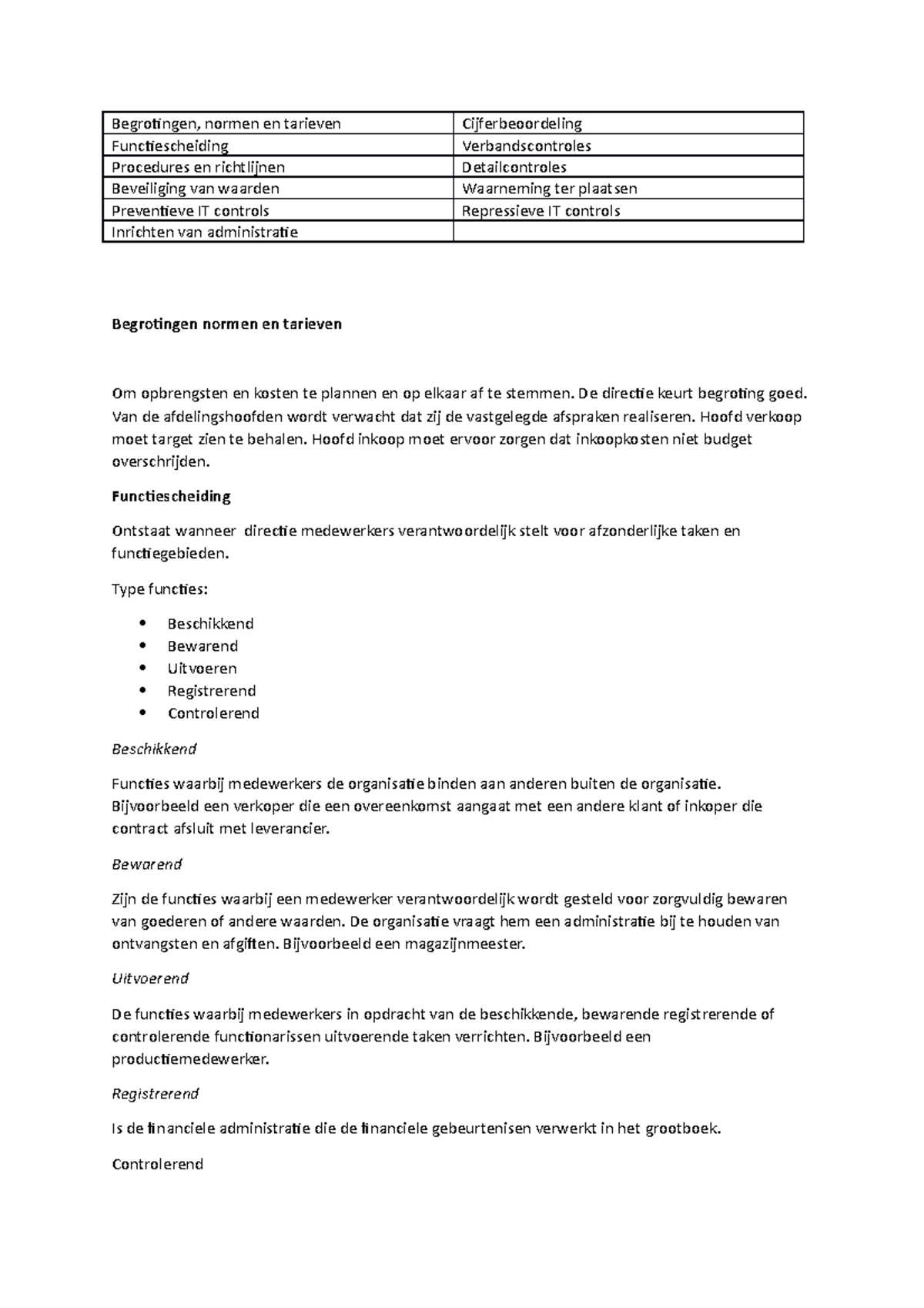 Samenvatting - Begrotingen, normen en tarieven Cijferbeoordeling ...