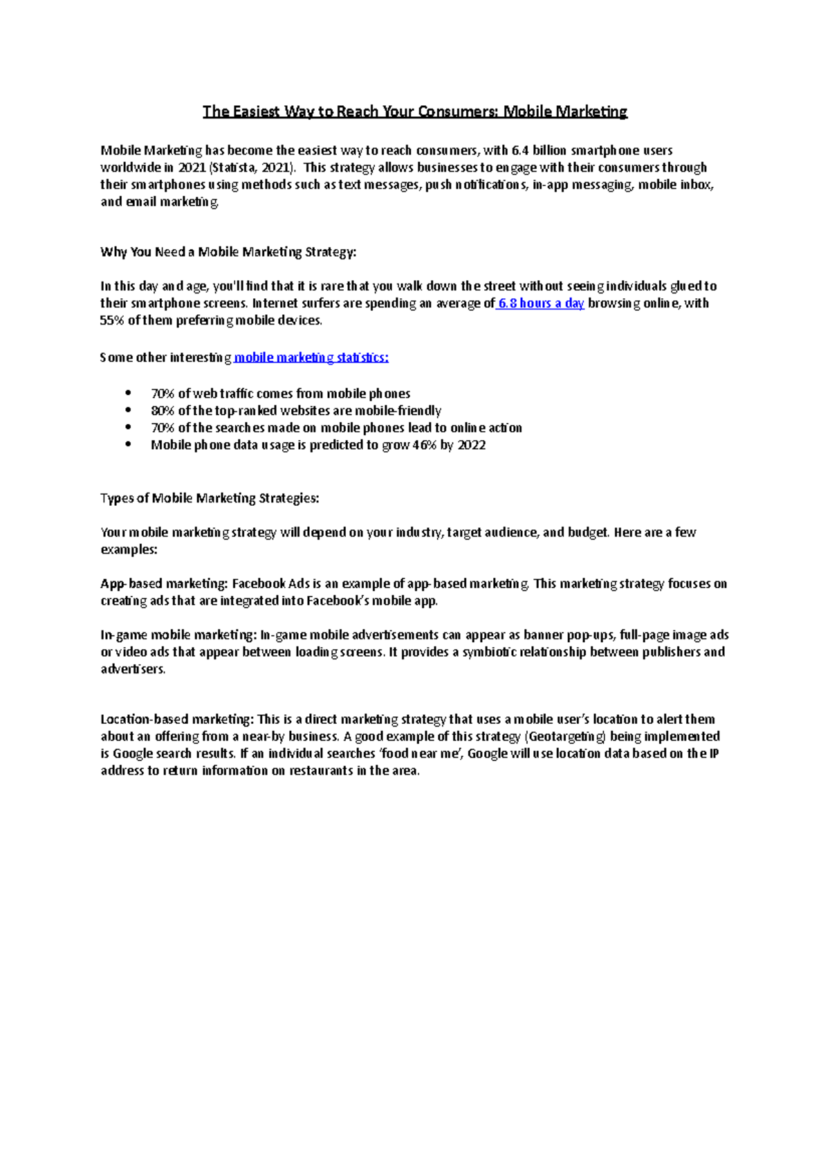 Week 6- The Easiest Way to Reach Your Consumers - The Easiest Way to ...