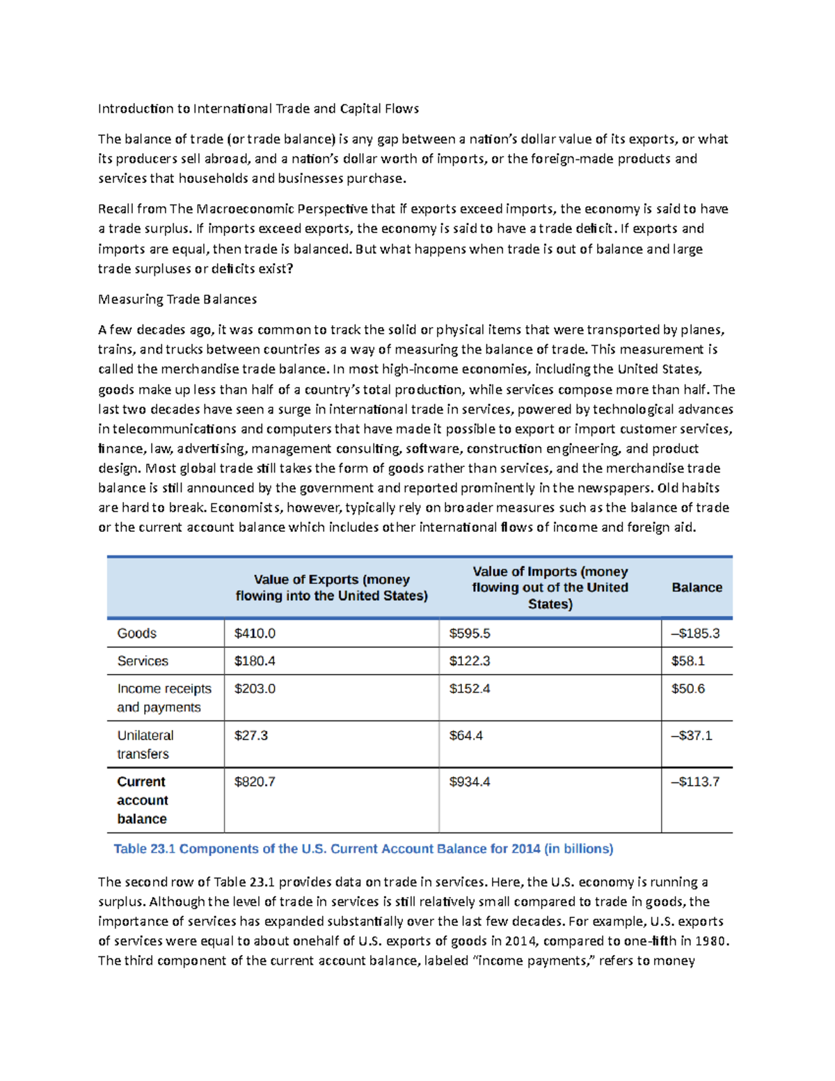 Handout 3 - Introduction to International Trade and Capital Flows The ...