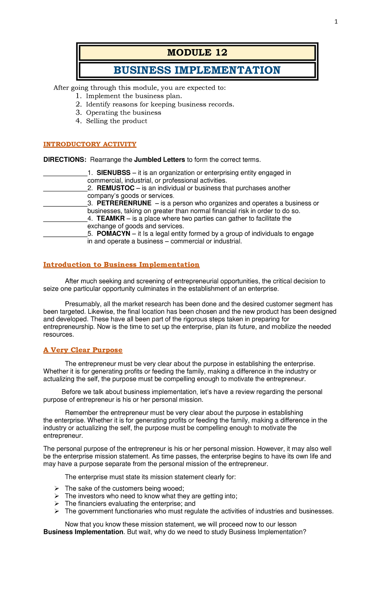 Module 12 Lesson - to learn - After going through this module, you are ...