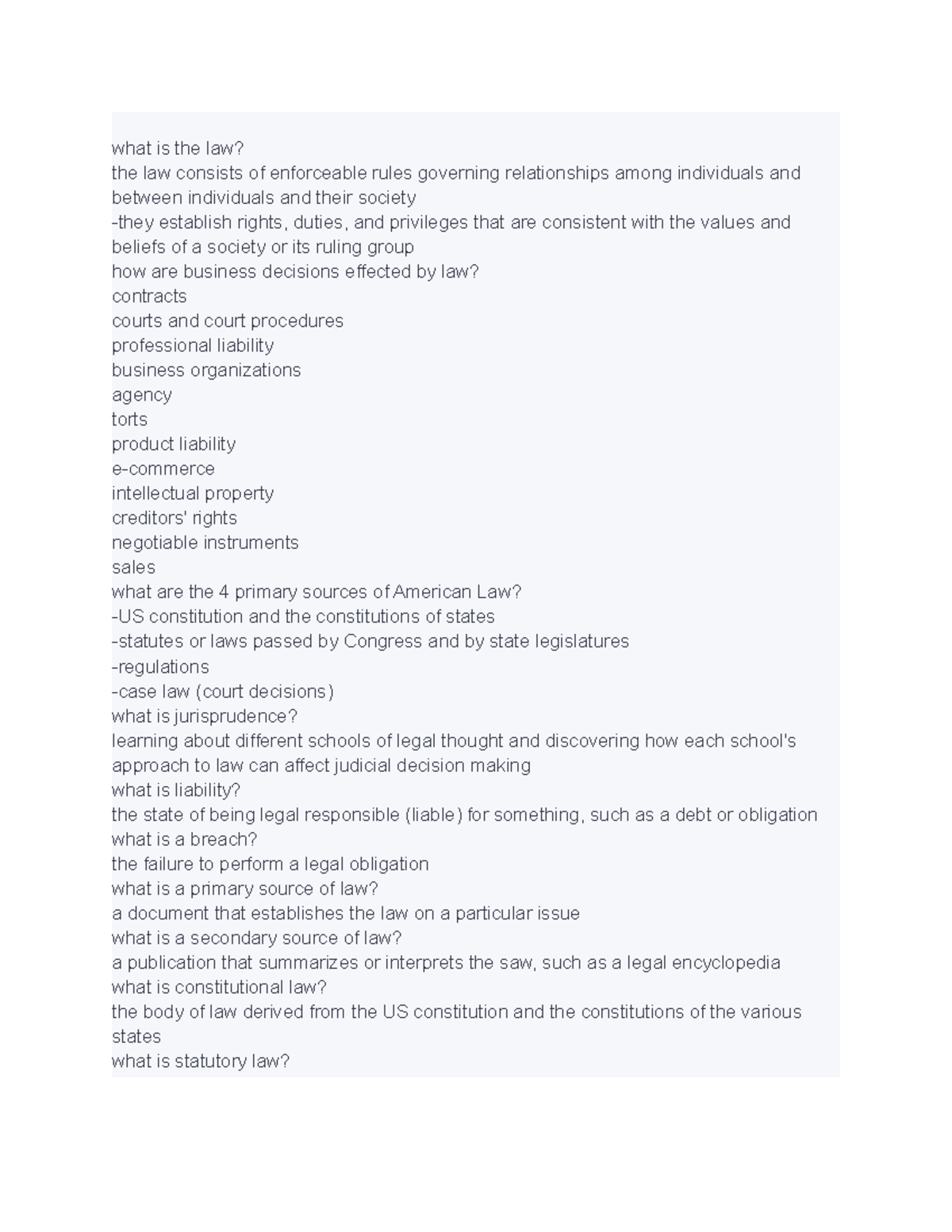 BUSI 310 - 2023-03-11T090851 - what is the law? the law consists of ...