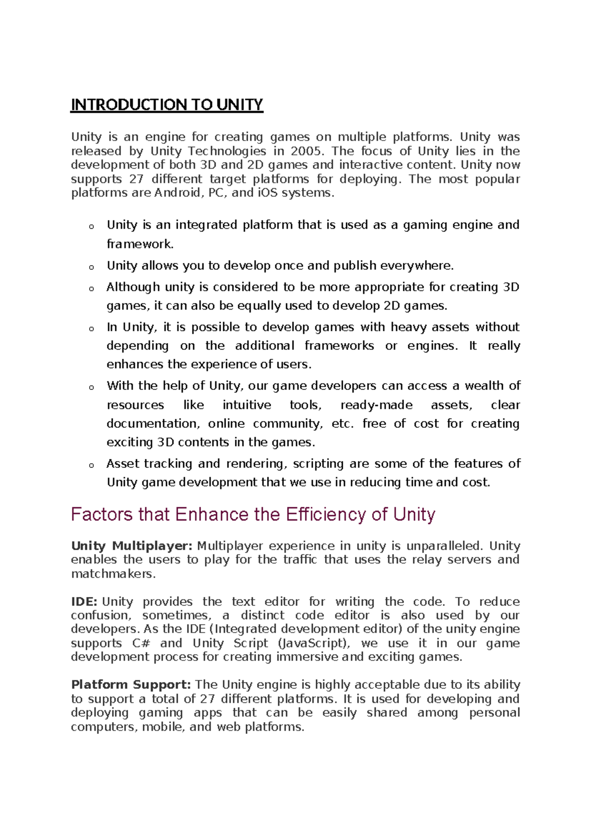 Unity Environment - tgfnbghrueiwoqpld;fvkb - INTRODUCTION TO UNITY ...