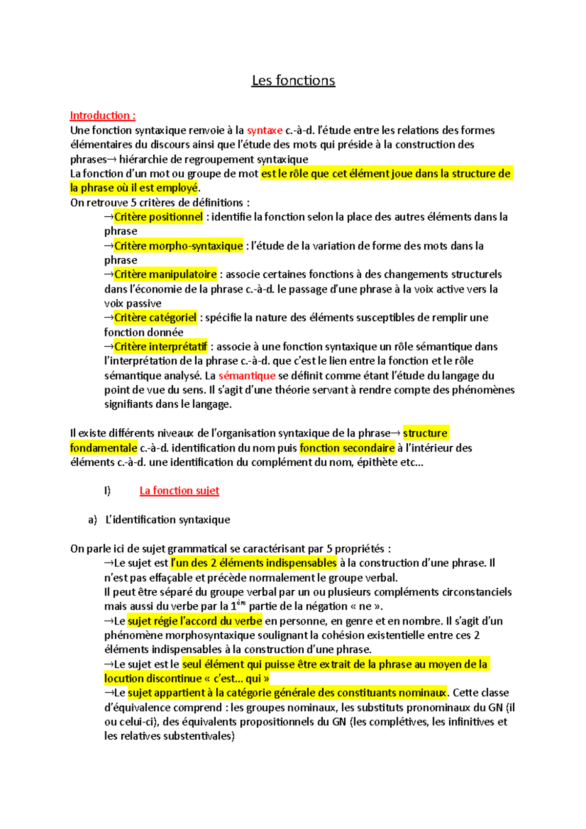 Les fonctions - Les fonctions Introduction : Une fonction syntaxique ...