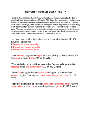 Lecture Quiz 1 - LECTURES/ DOCUMENTS QUIZ ONE A Read the lectures (online) documents for Quiz 1 ...