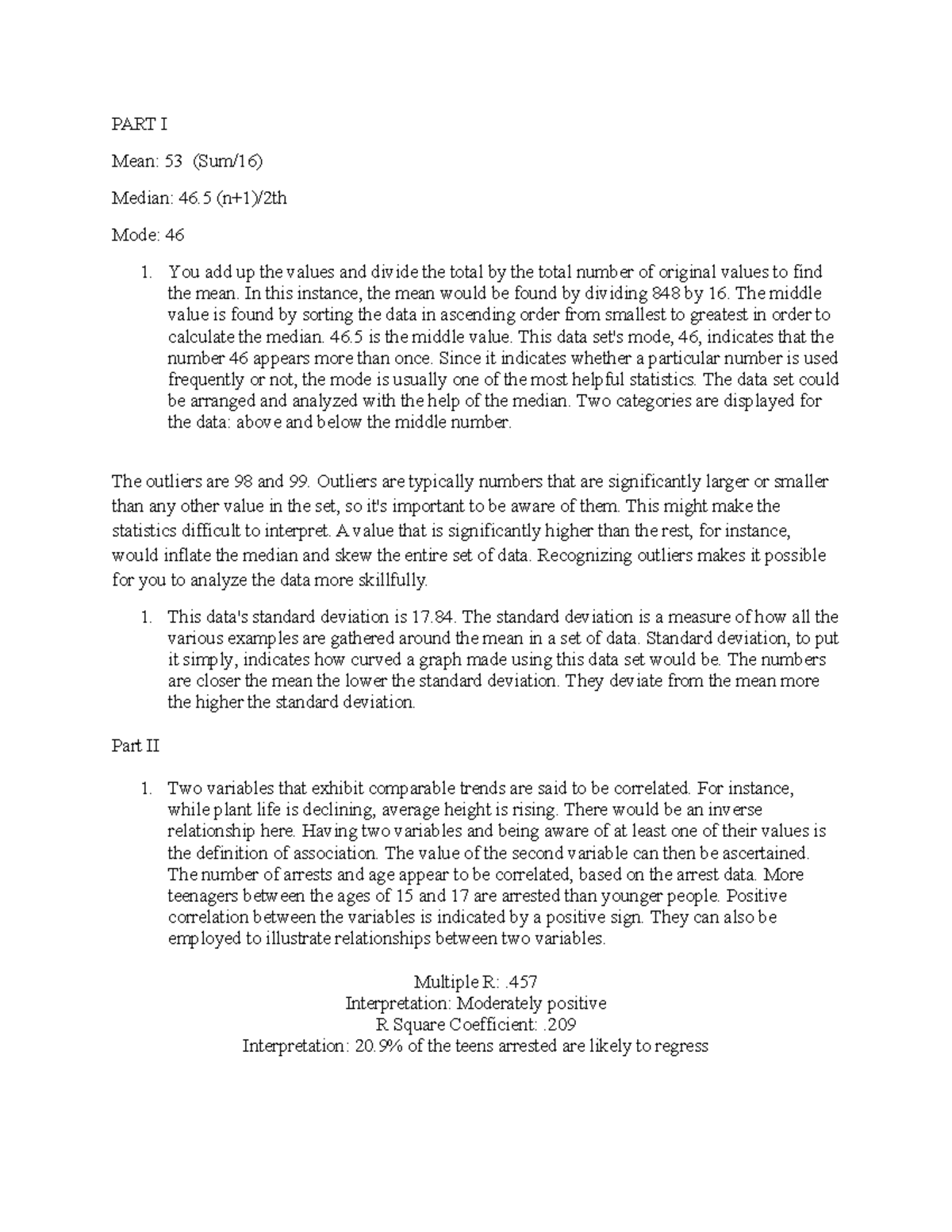 Univariate and Bivariate Statistical Analysis GAV - PART I Mean: 53 ...