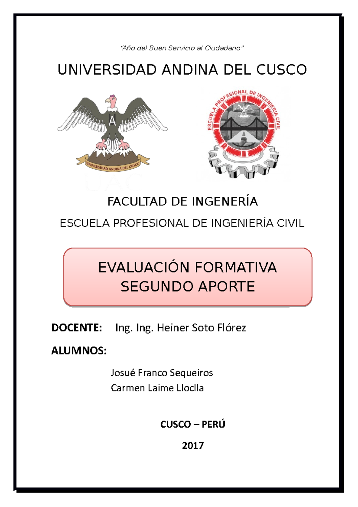 379547570 Informe Final Segundo Aporte puentes uac - UNIVERSIDAD ANDINA ...