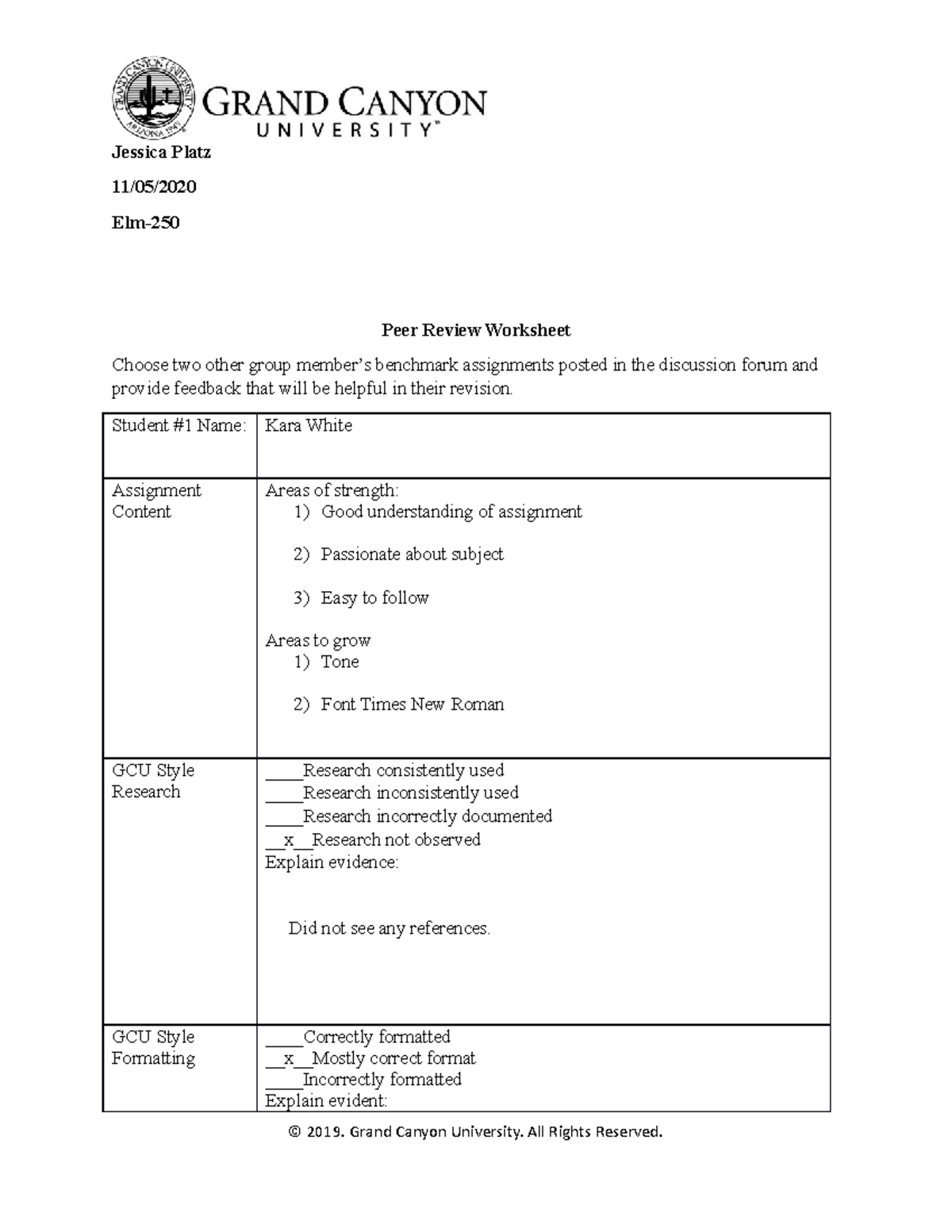 ELM 250 Peer Review Worksheet 1 115 Jessica Platz 11 05 Elm Peer Review Worksheet Choose elm-250-peer-review-worksheet-1-115-jessica-platz-11-05-elm-peer-review-worksheet-choose