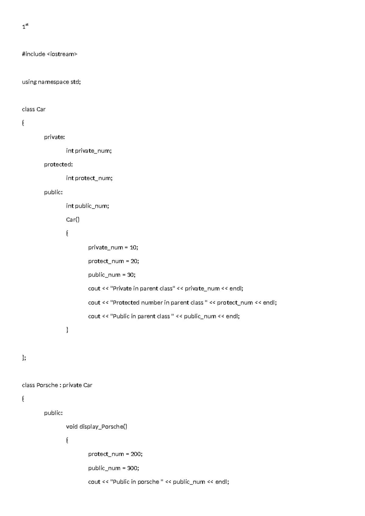 Assignment 3 - its an assingment - 1 st #include using namespace std; class Car { - Studocu