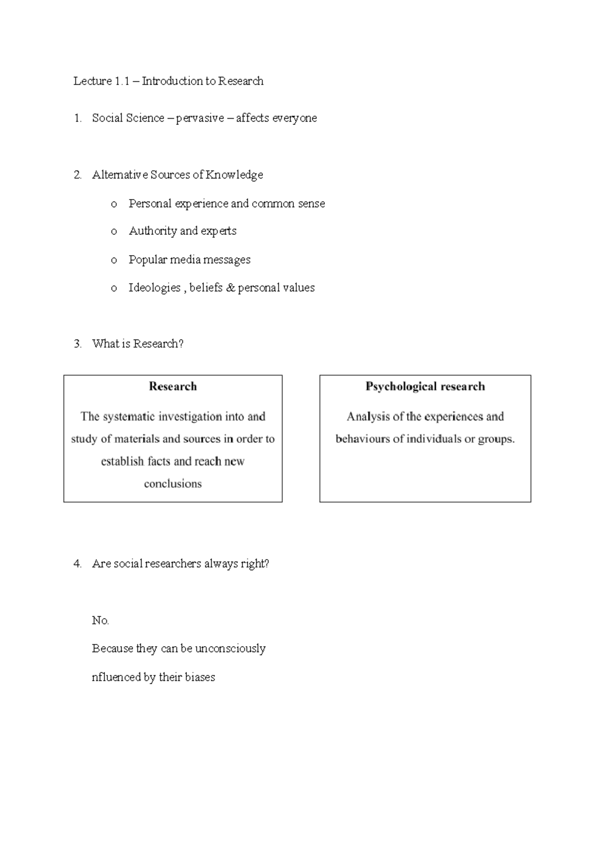 Research Methods in Psychology- L1- Notes - Lecture 1 – Introduction to ...