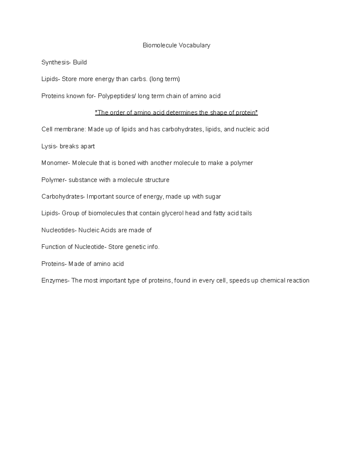 Quia Biomolecules Vocabulary Looking for a fun Biology Review game? My ...