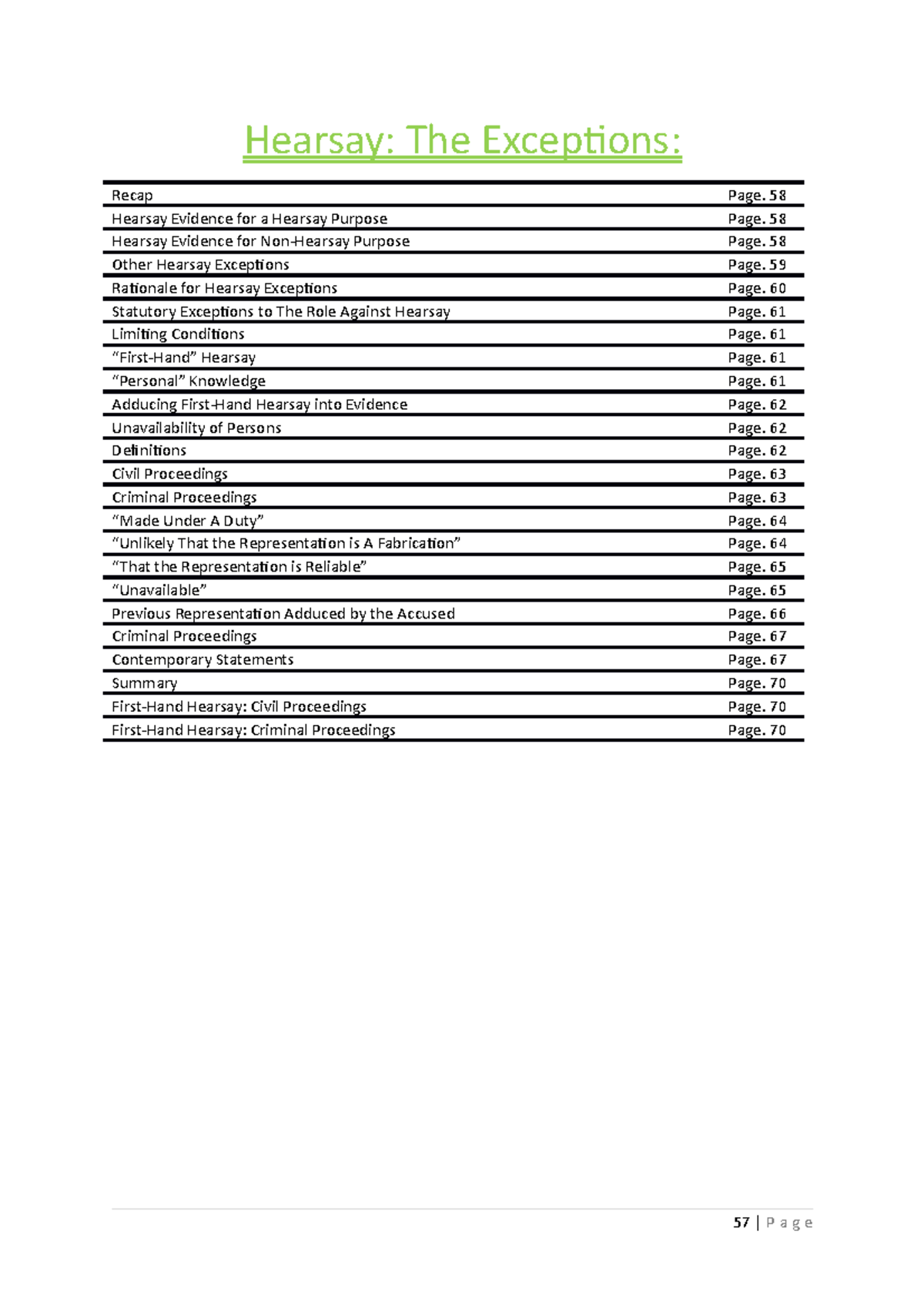 4. Hearsay - The Exceptions - Hearsay: The Exceptions: Recap Page ...