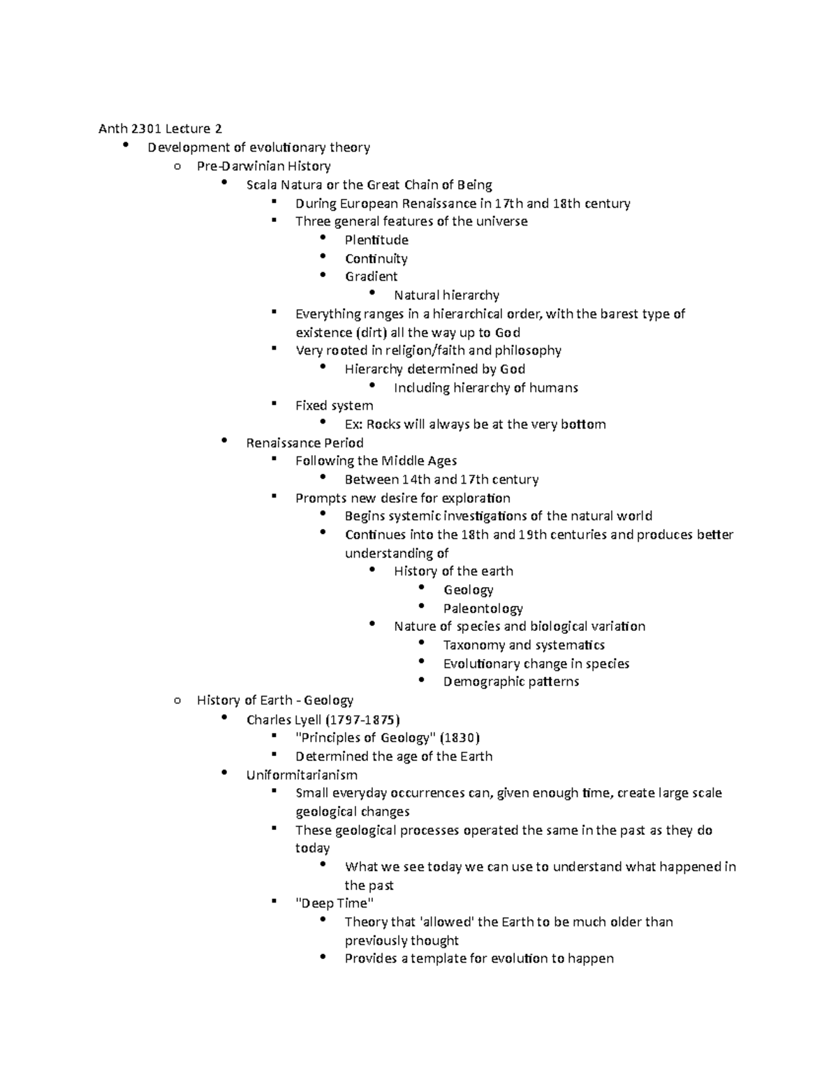 Anth 2301 Lecture 2 Evolutionary Theory Anth 2301 Lecture 2 Development Of Evolutionary Theory