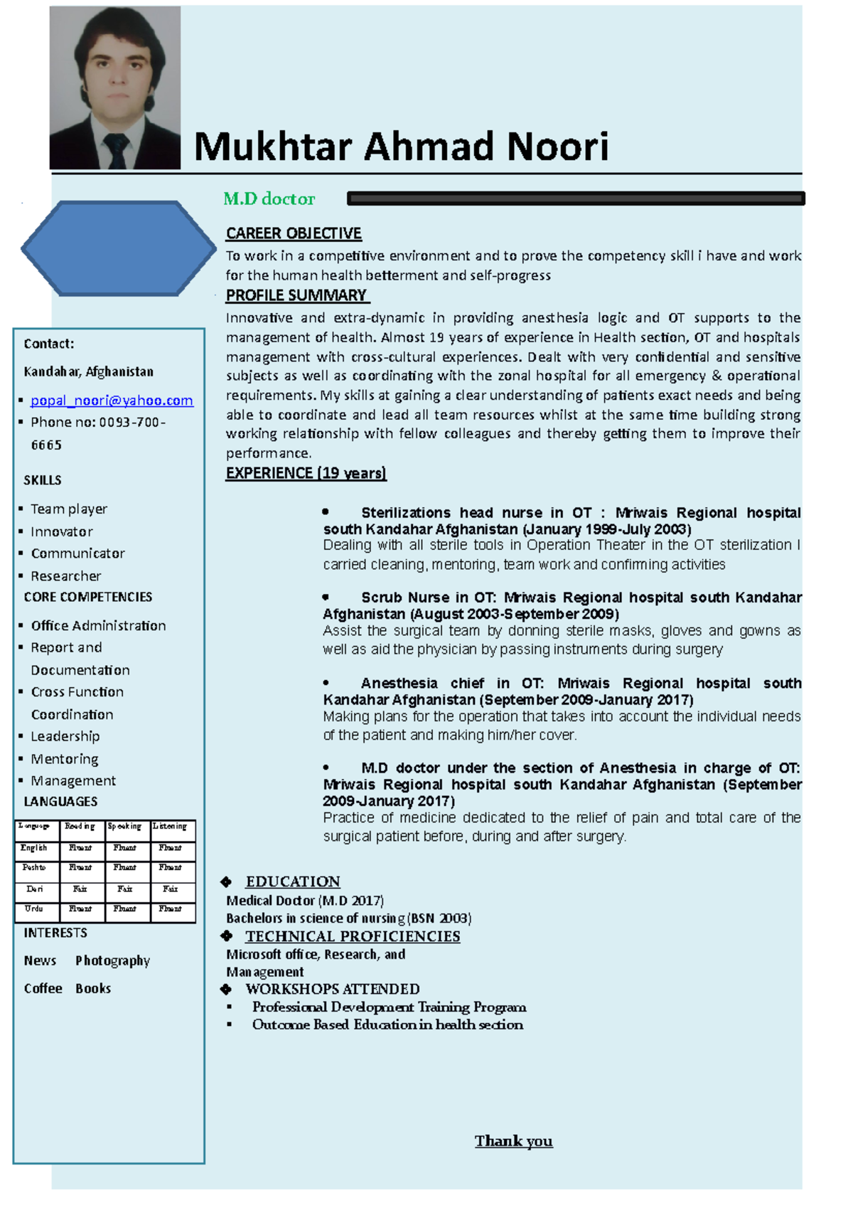 Mukhtar Ahmad NEW - Sample - Mukhtar Ahmad Noori M doctor CAREER ...