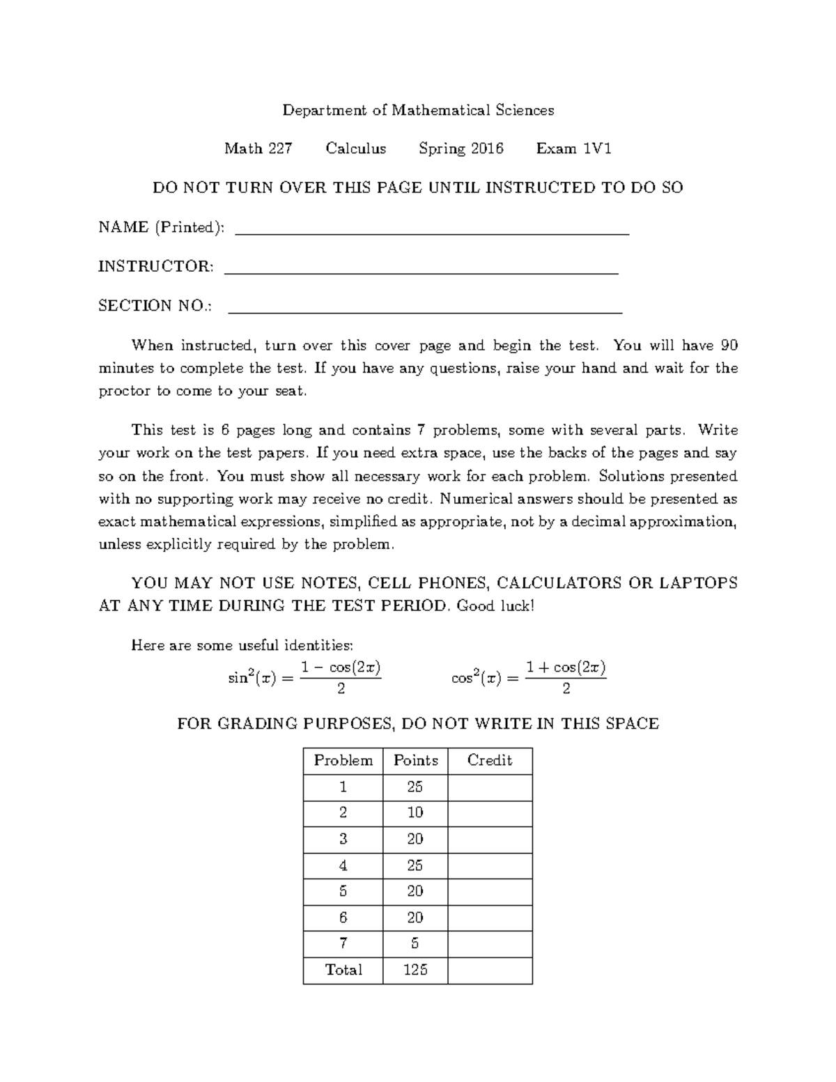 227-exam1-Practice - Department of Mathematical Sciences Math 227 ...