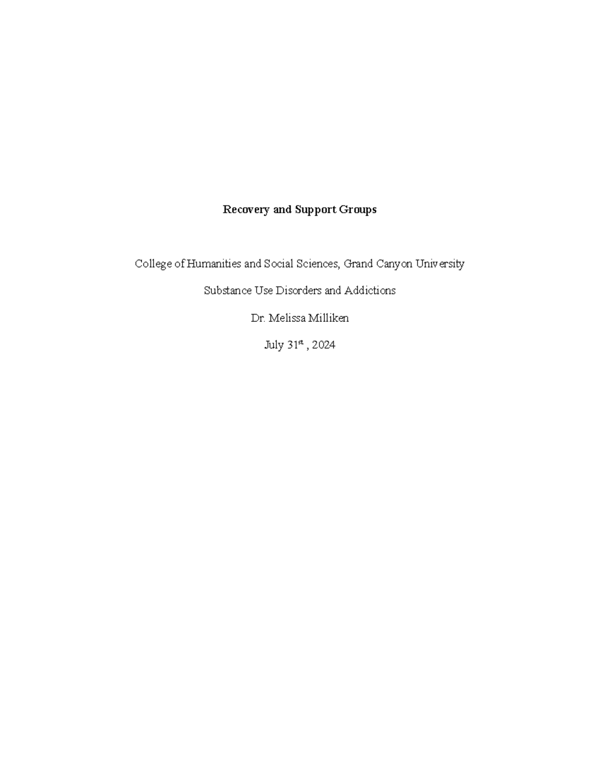 Support Group Essay - Recovery and Support Groups College of Humanities ...